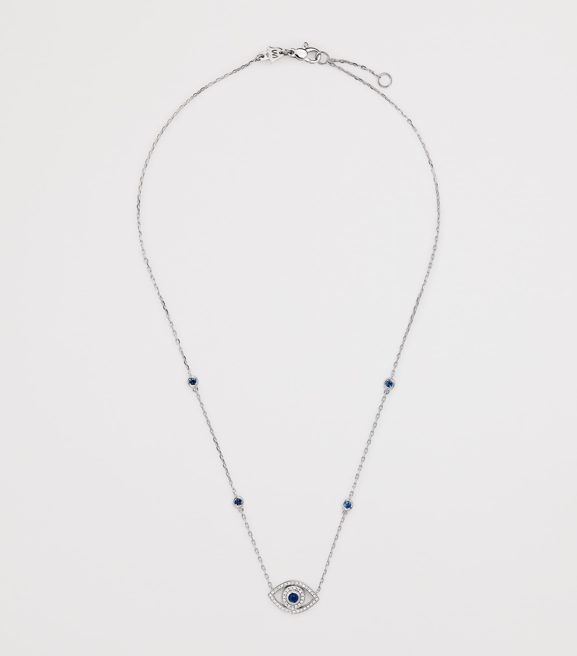 Netali Nissim White Gold, Diamond and Sapphire Mini Evil Eye Necklace ...