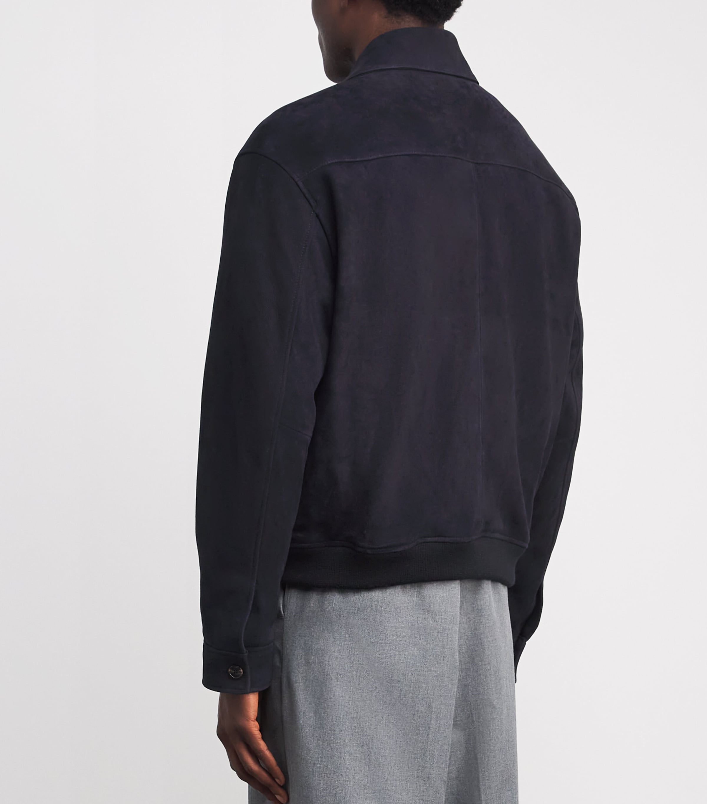 FRAME Navy Suede Bomber Jacket | Harrods IN