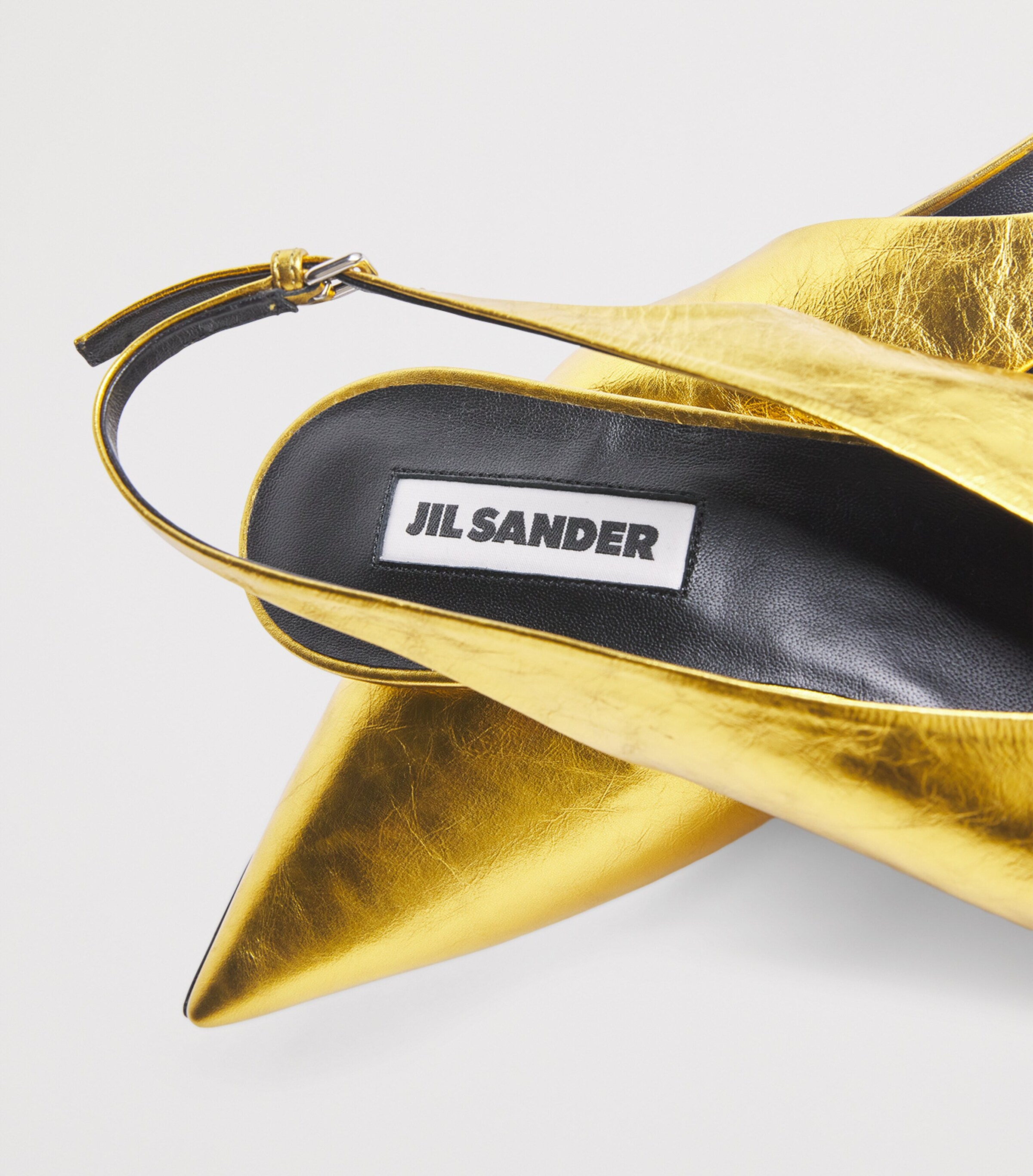 Jil Sander Yellow Metallic Leather Slingback Heels 40 | Harrods UK