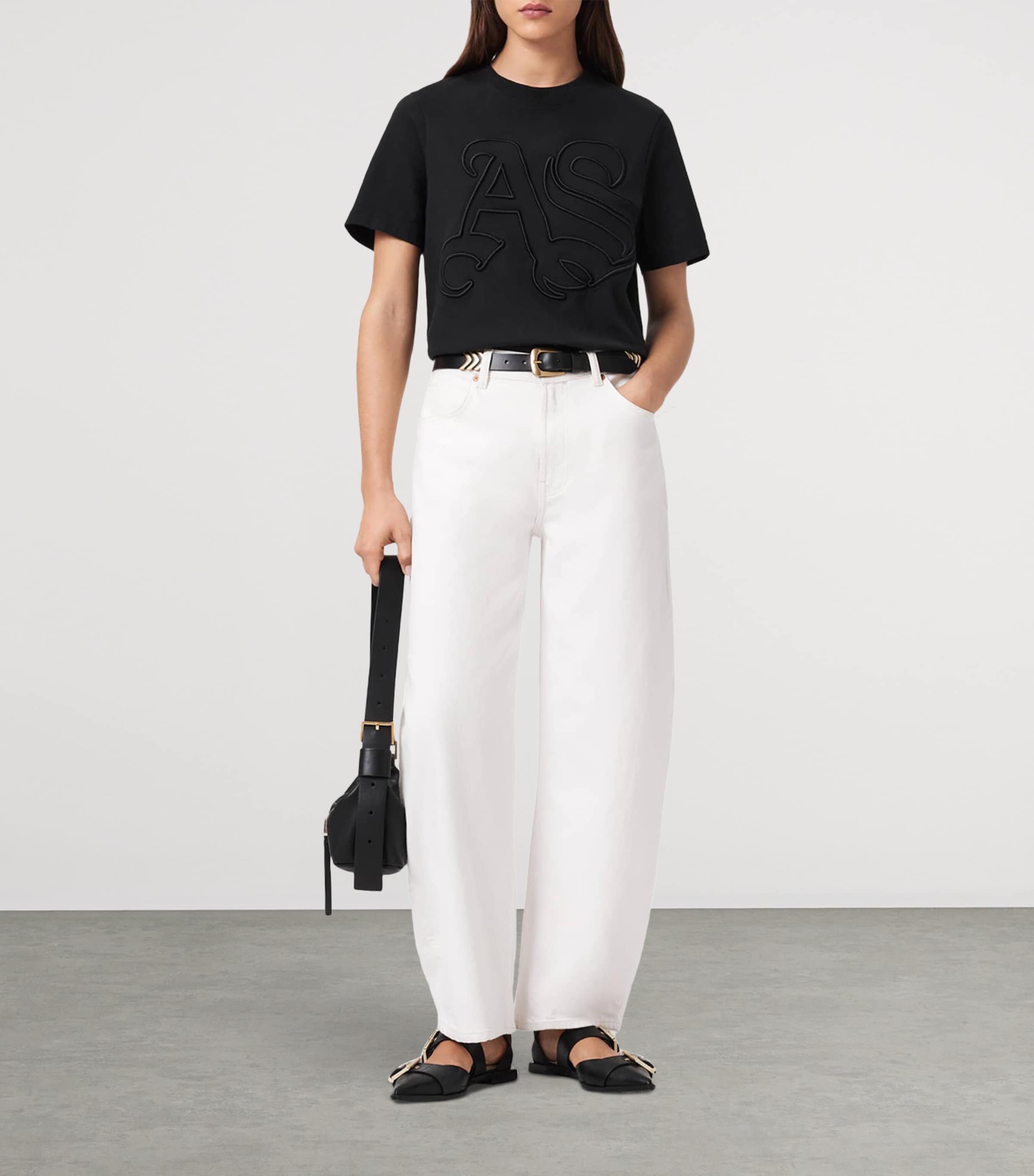 AllSaints Black Organic Cotton Lisa T-Shirt | Harrods CA