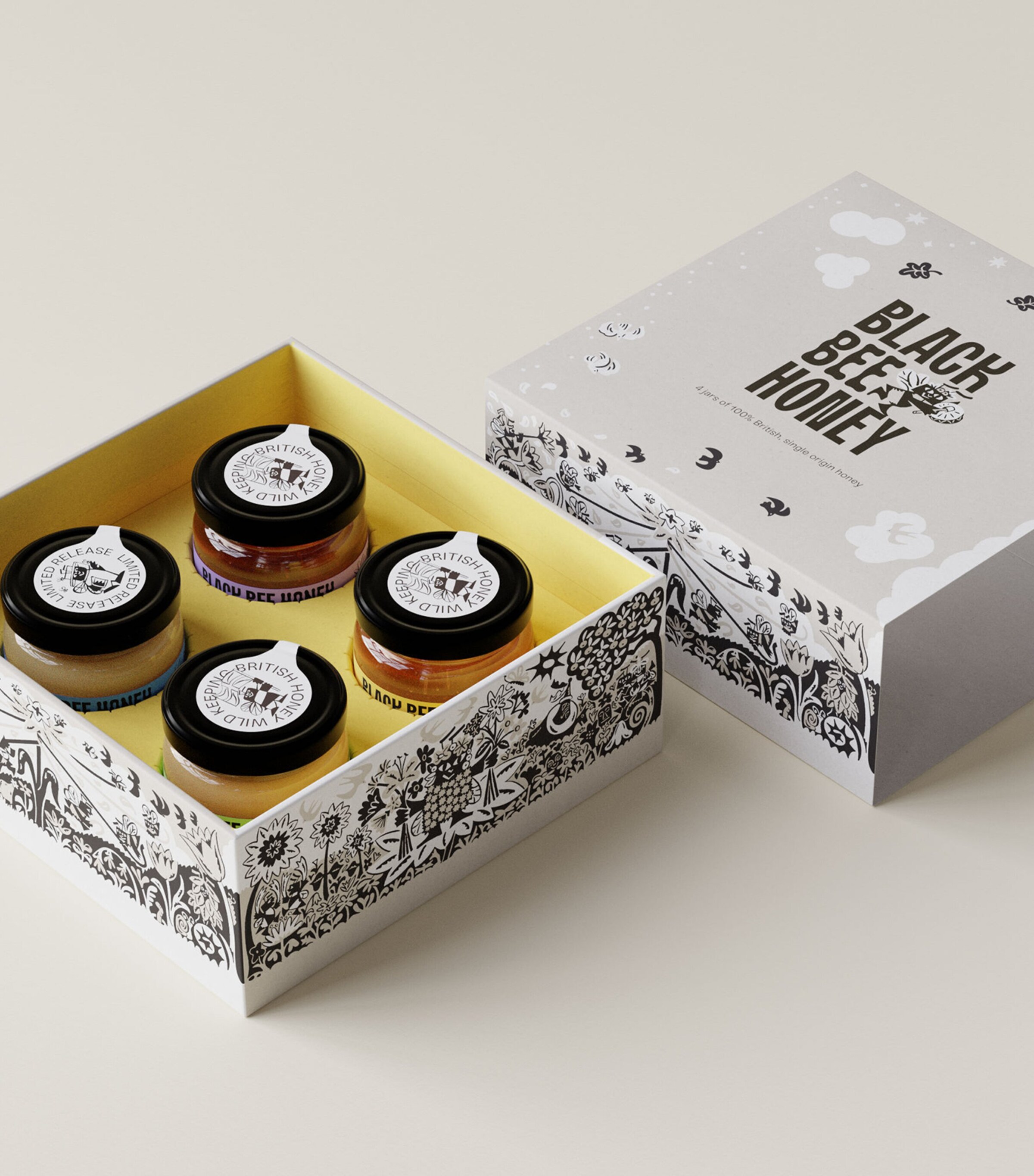 Black Bee Honey The 4 Seasons Mini Honey Jar Gift Set (4 x 42g ...