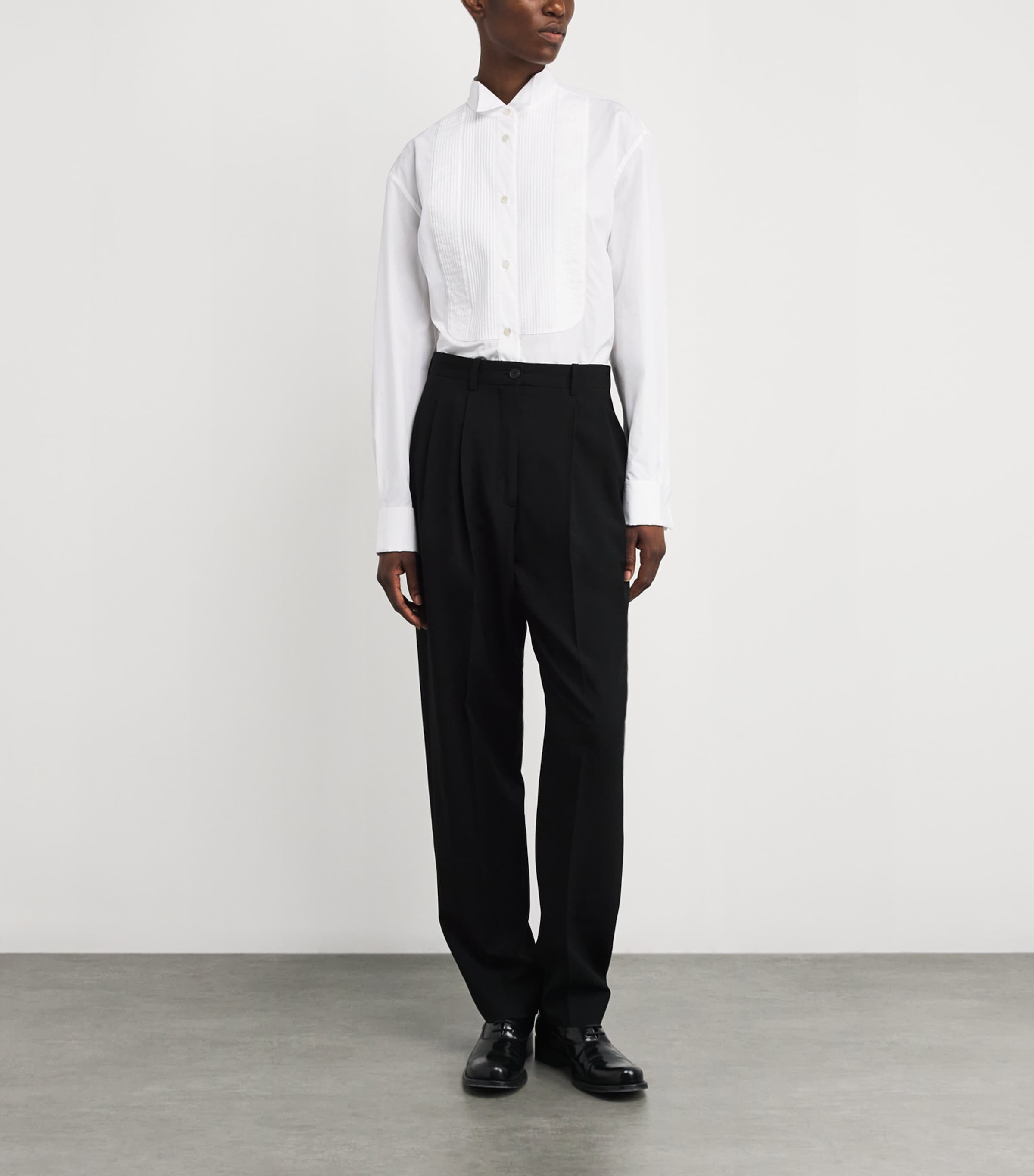 The Row White Erelia Cotton Tuxedo Shirt | Harrods DE