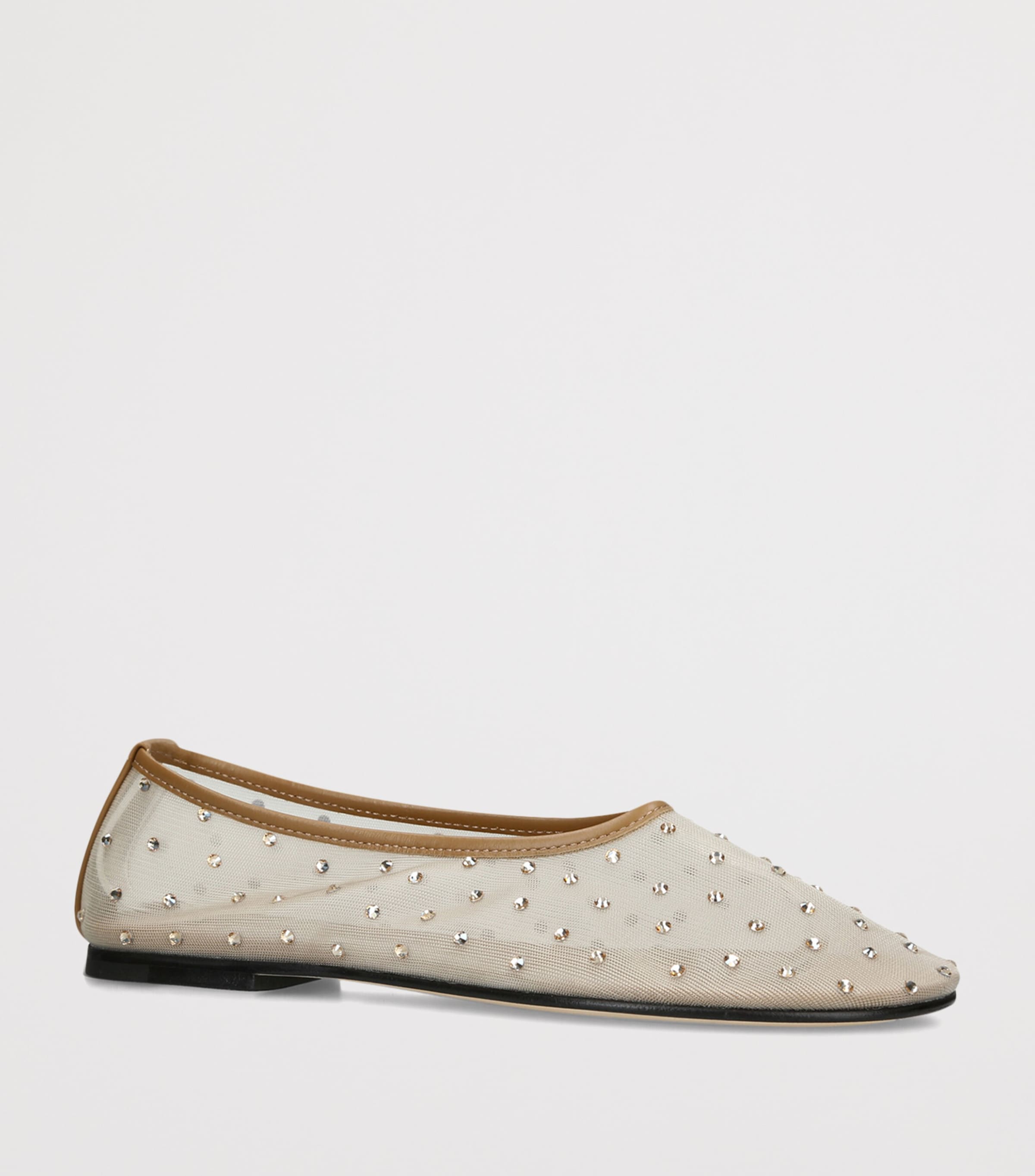 Dear Frances Beige Mesh Embellished Balla Ballet Flats | Harrods AU
