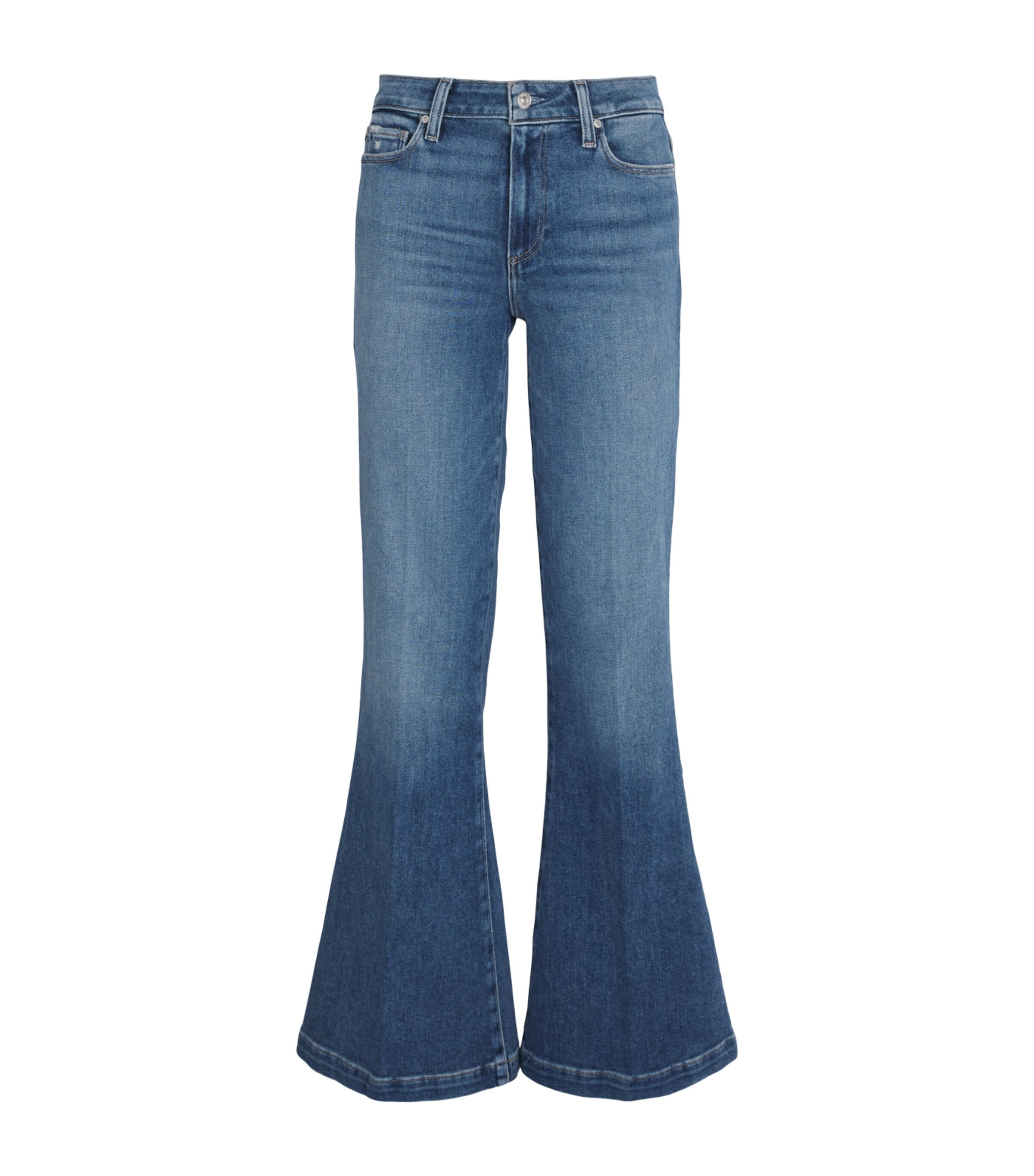 PAIGE Blue Genevieve Flared Jeans | Harrods AU