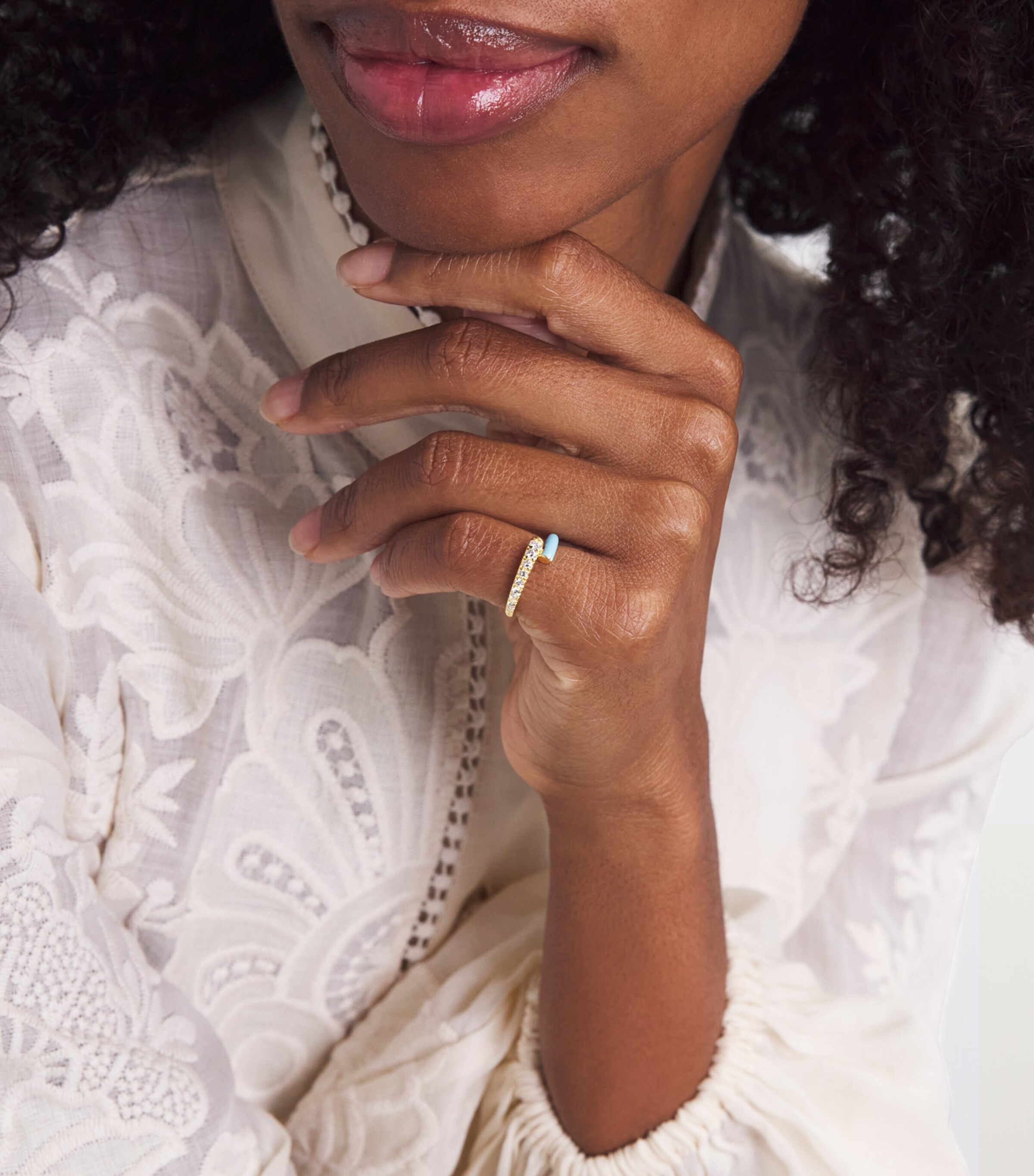 Melissa Kaye Yellow Gold, Diamond and Enamel Lola Pinky Ring | Harrods UK