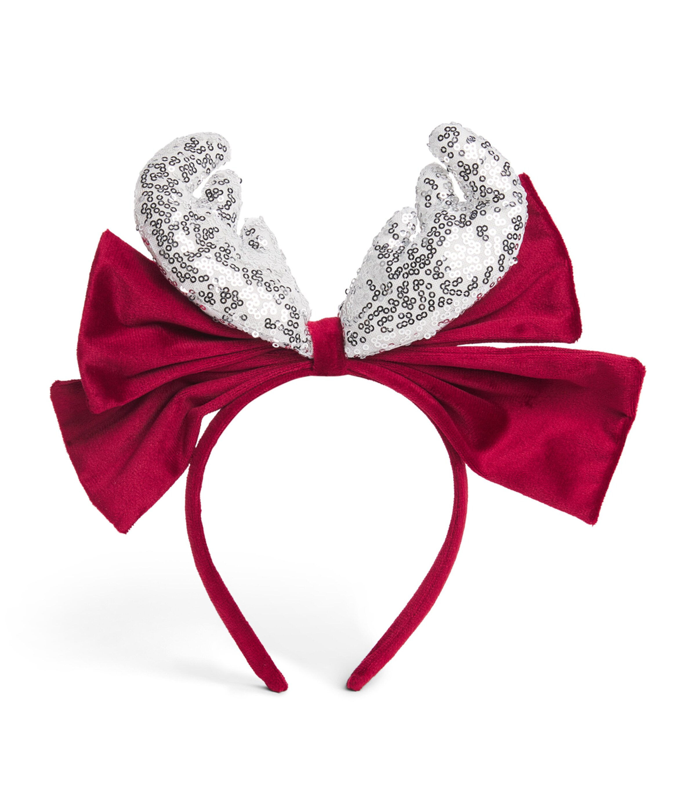 Meri Meri Red Velvet Bow Antler Headband | Harrods US