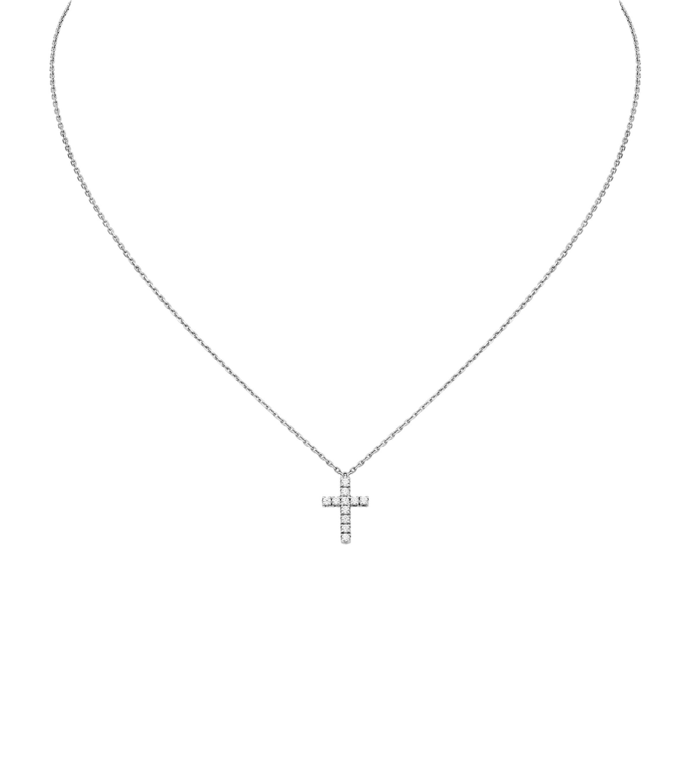 Cartier White Gold and Diamond Symbols Cross Pendant Necklace | Harrods UK