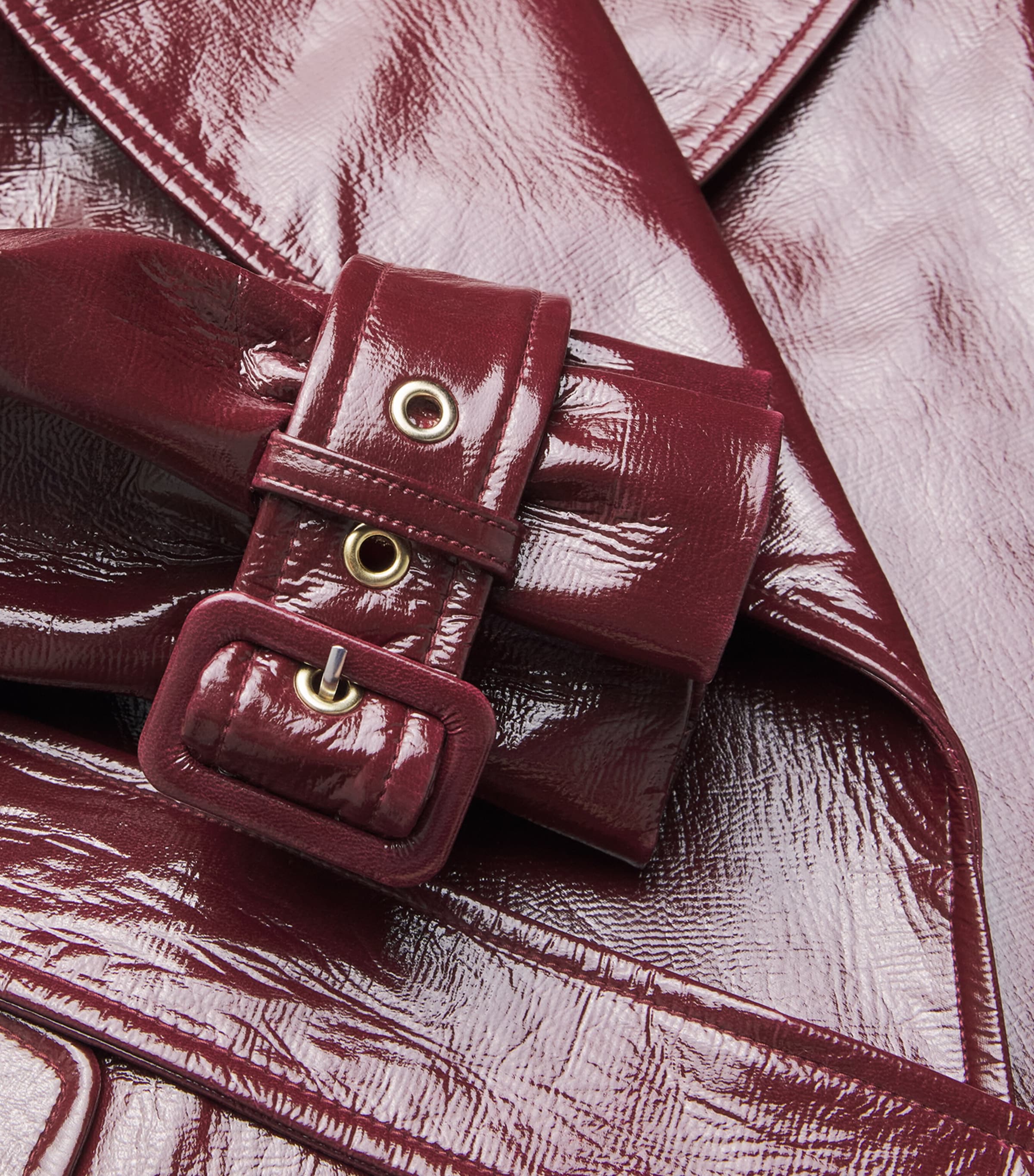 Alice+Olivia Burgundy Faux Leather Nevada Trench Coat | Harrods US