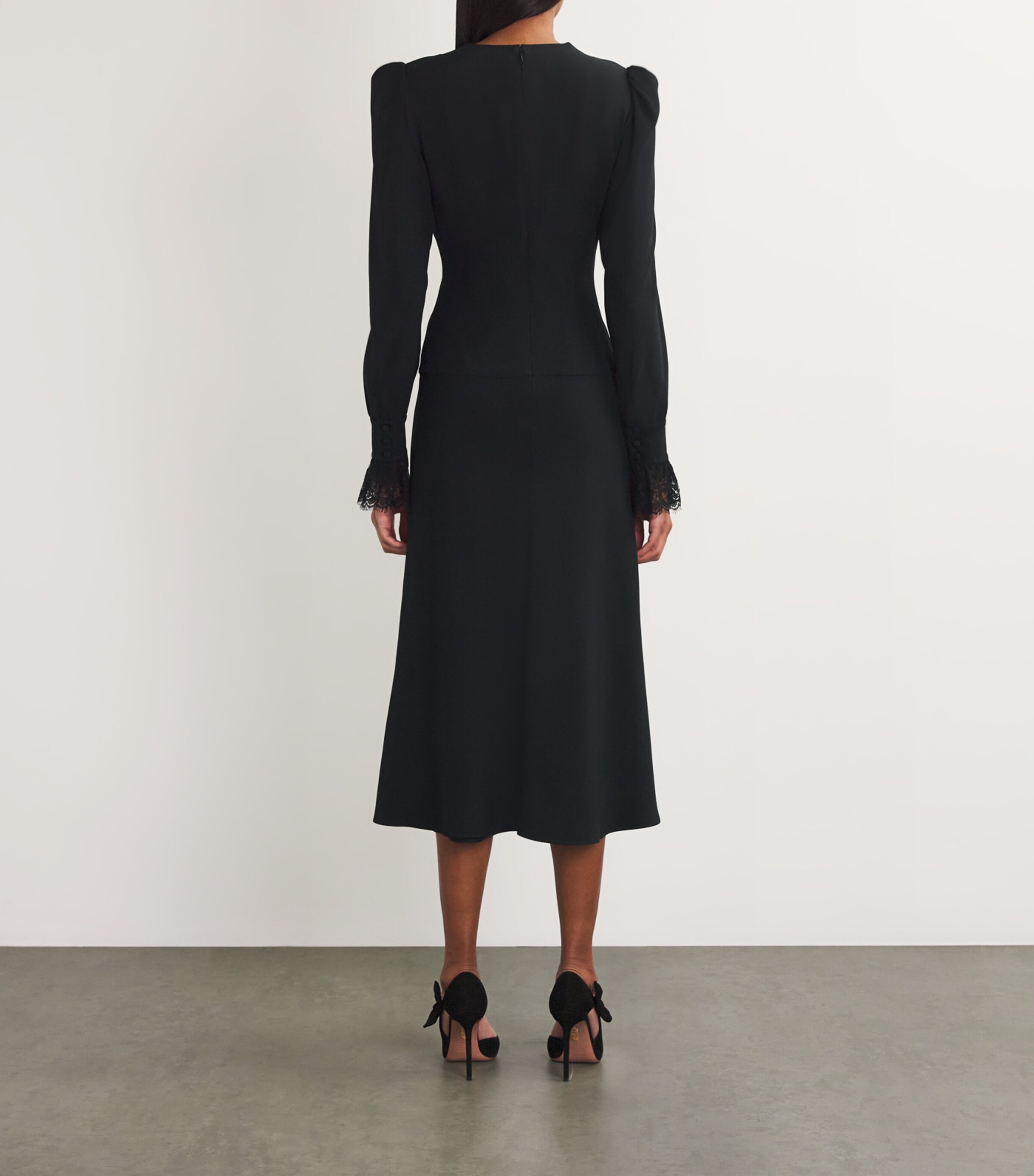 Alessandra Rich Satin Lace-Trim Midi Dress | Harrods UK