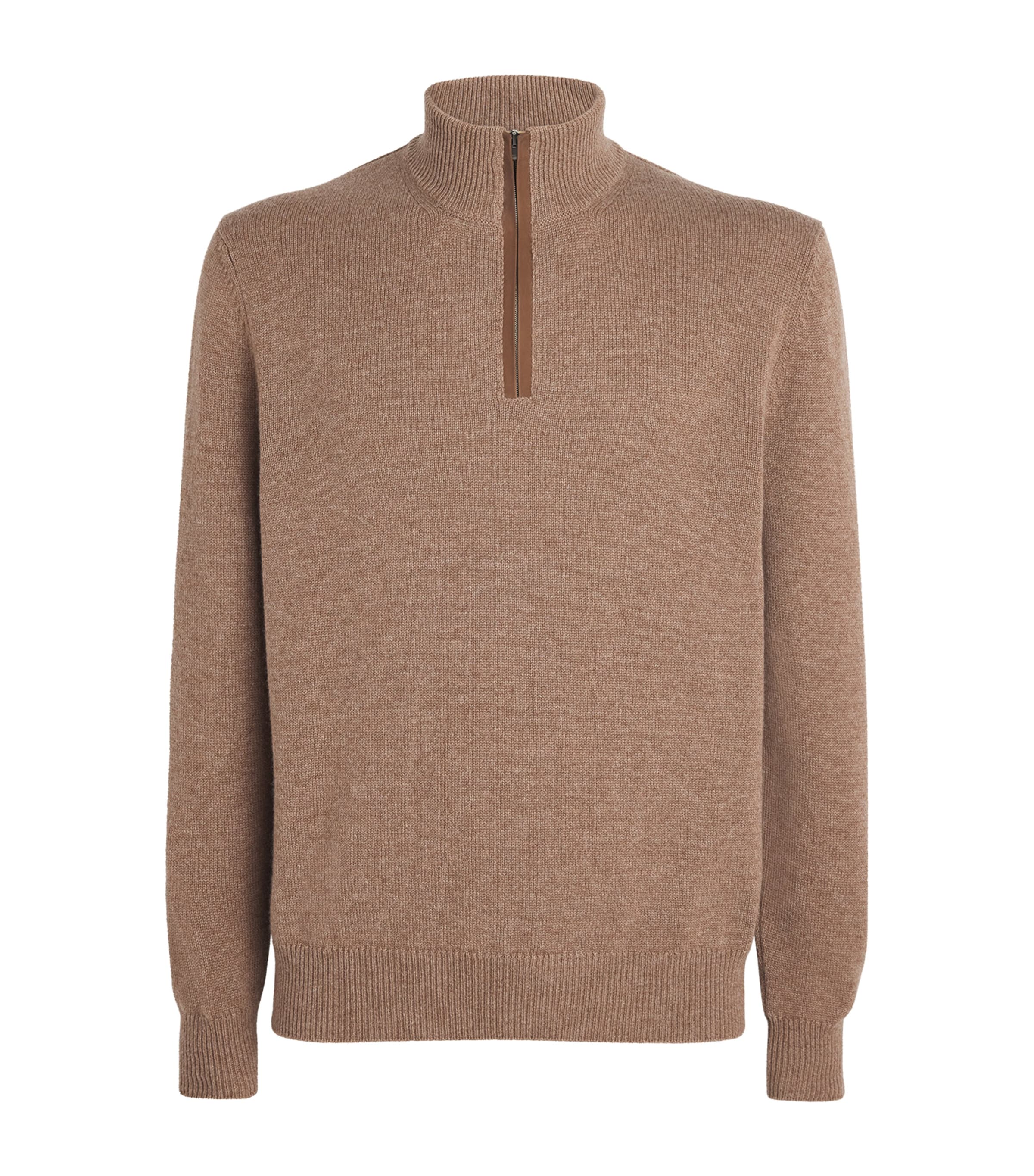 Agnona Brown Cashmere Quarter-Zip Sweater | Harrods IT