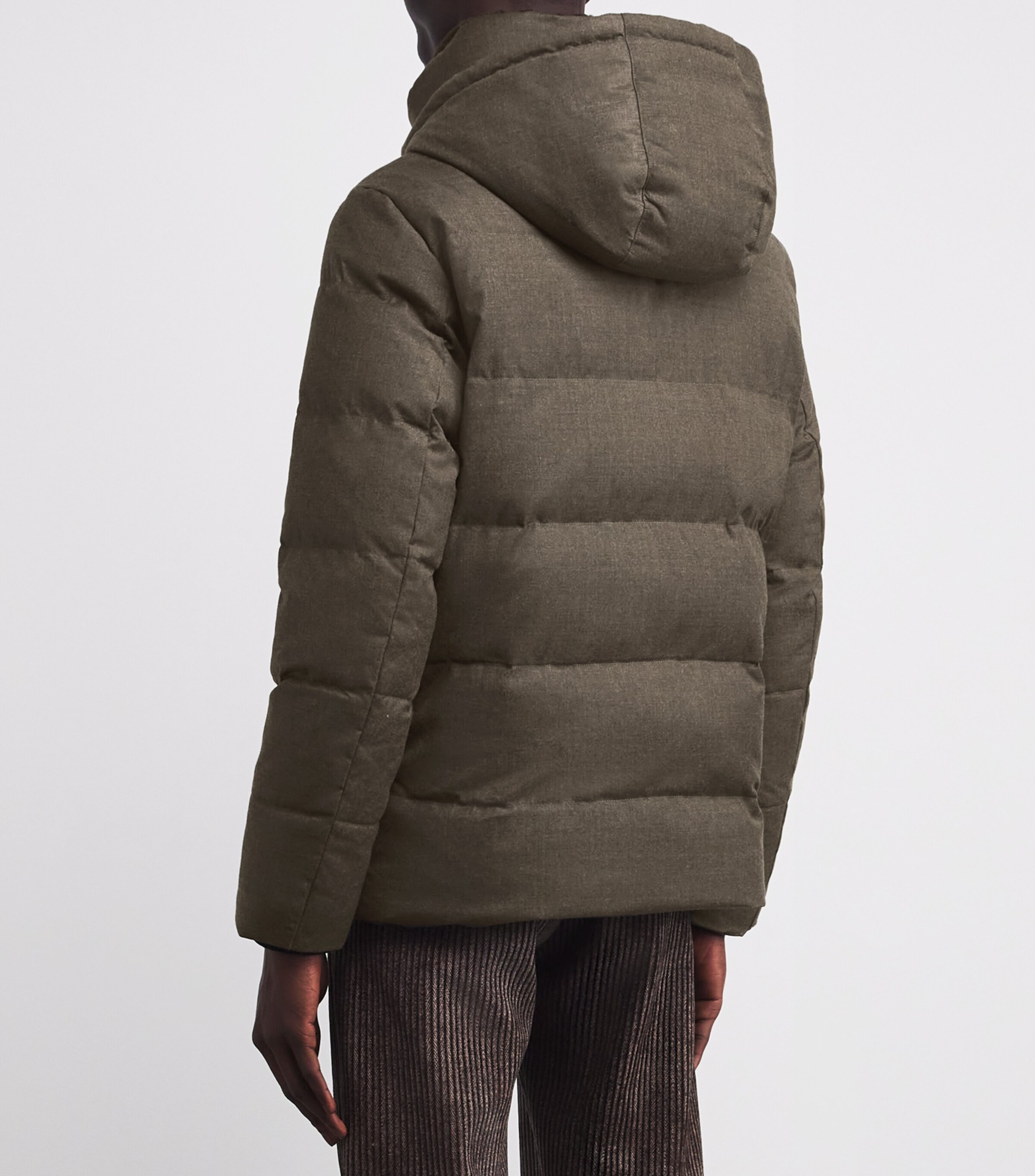 Yves Salomon Brown Wool-Silk Green Storm System Mink-Trim Puffer Jacket ...
