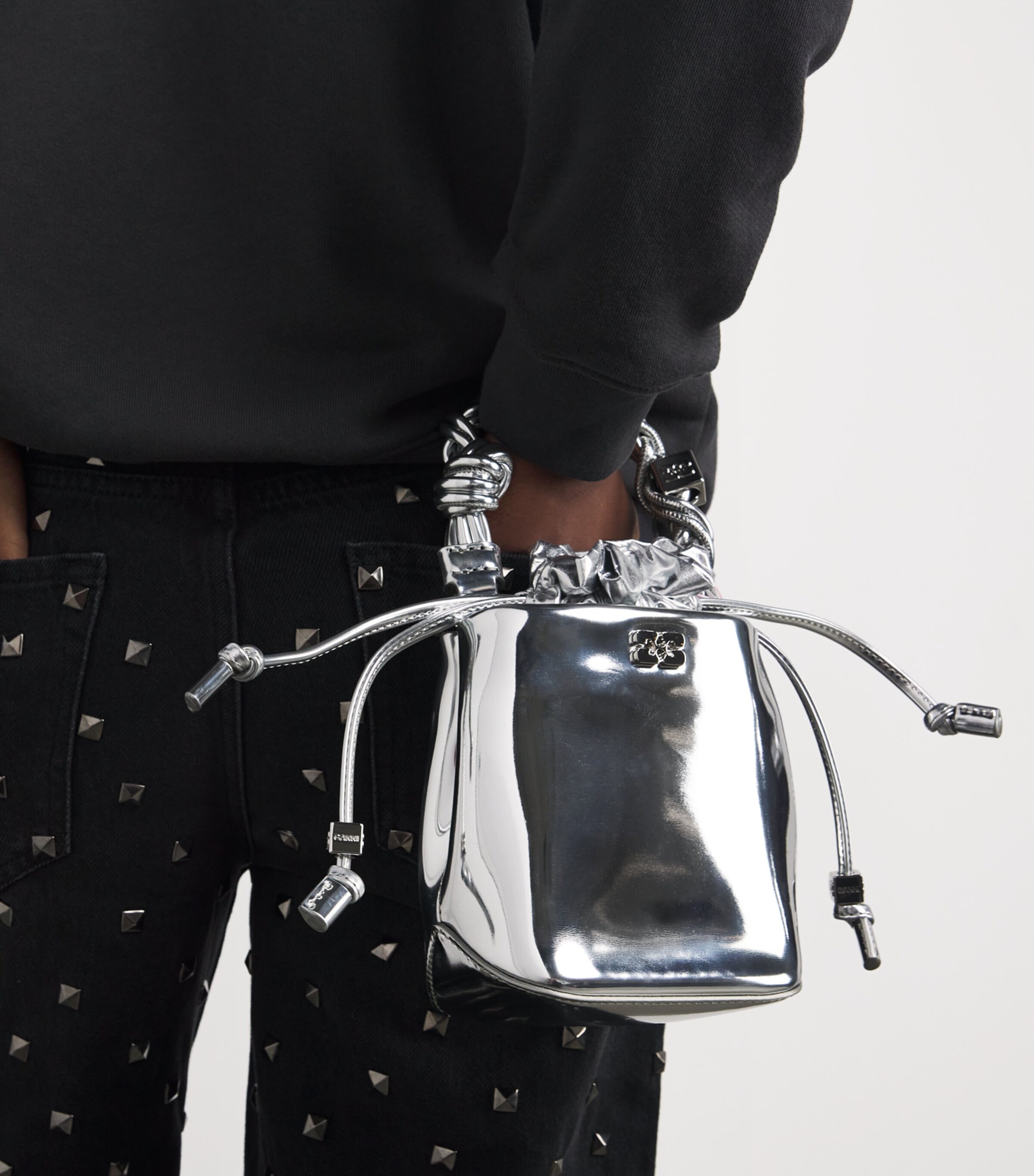 GANNI Silver Mini Bou Bucket Bag | Harrods MN