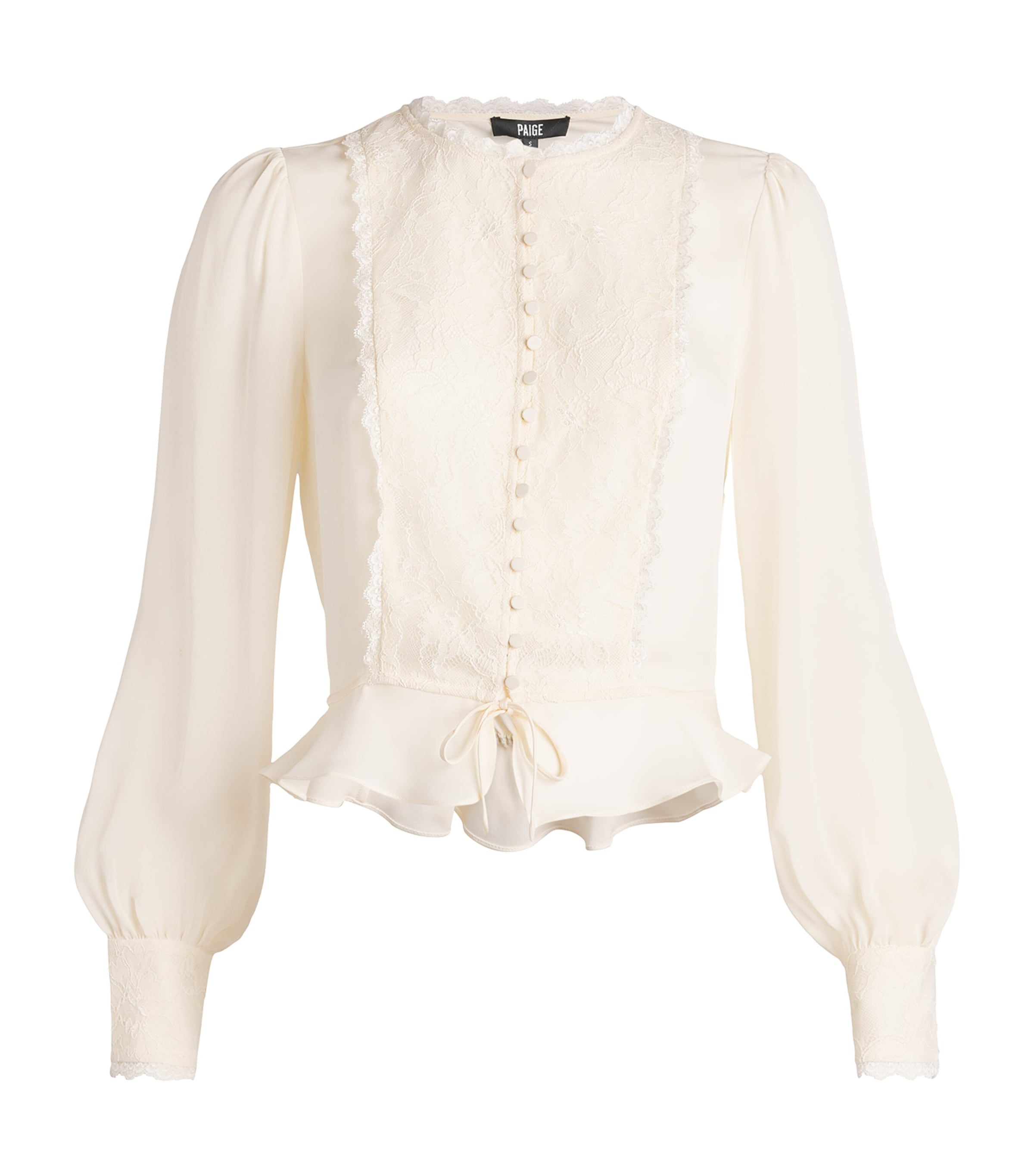 PAIGE Ivory Silk Britt Blouse | Harrods UK