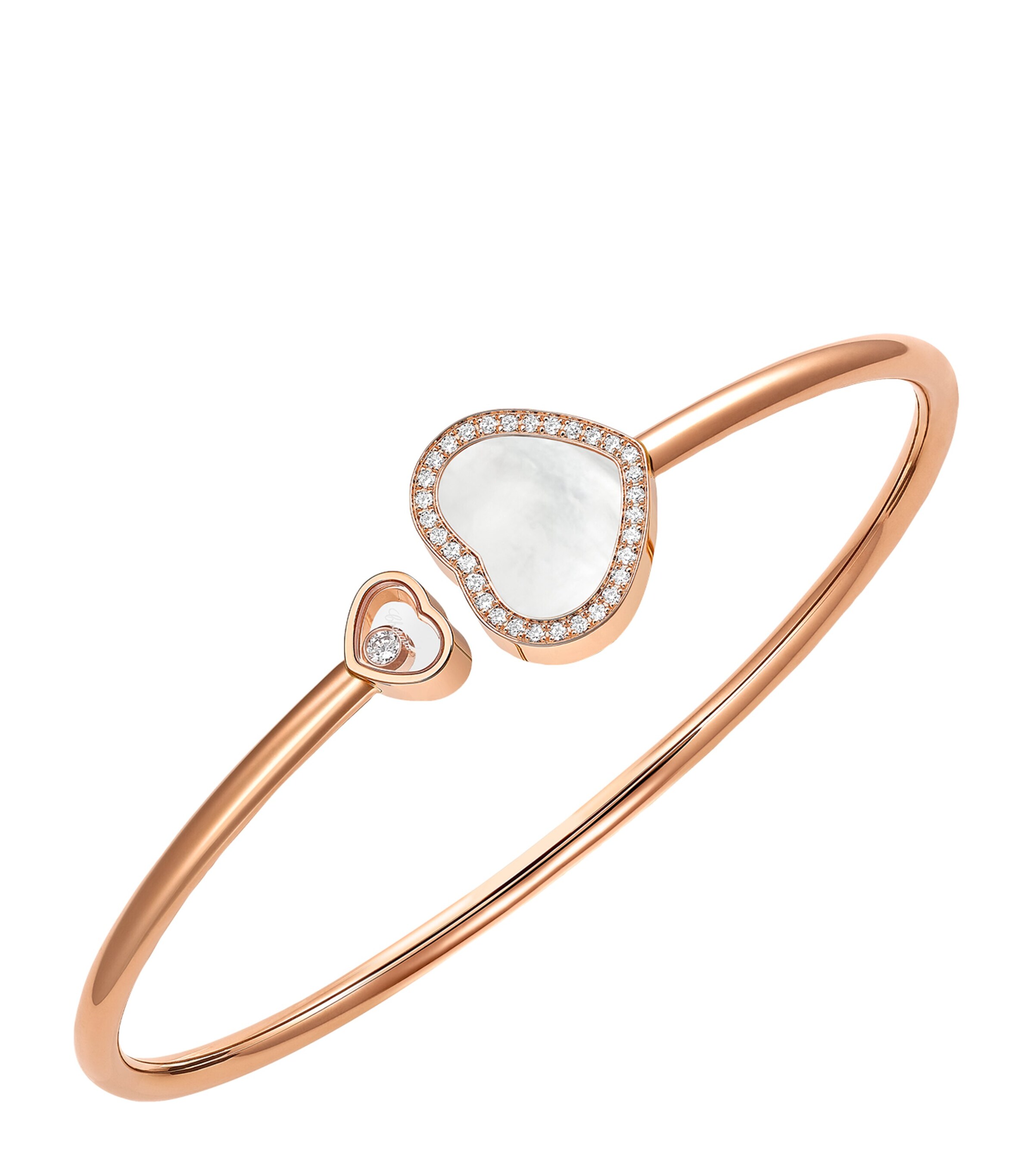 Chopard Rose Gold, Diamond and Mother-of-Pearl Happy Hearts Bangle ...