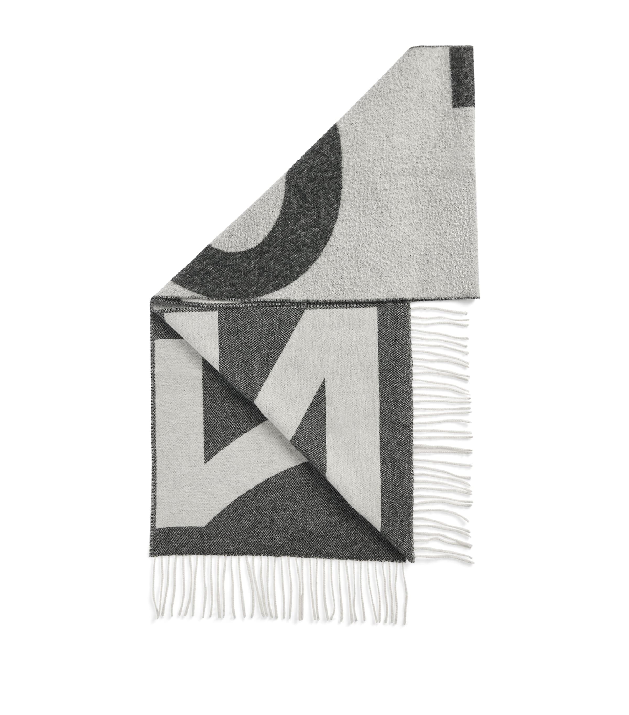NN07 Black Wool-Blend Logo Scarf | Harrods CA