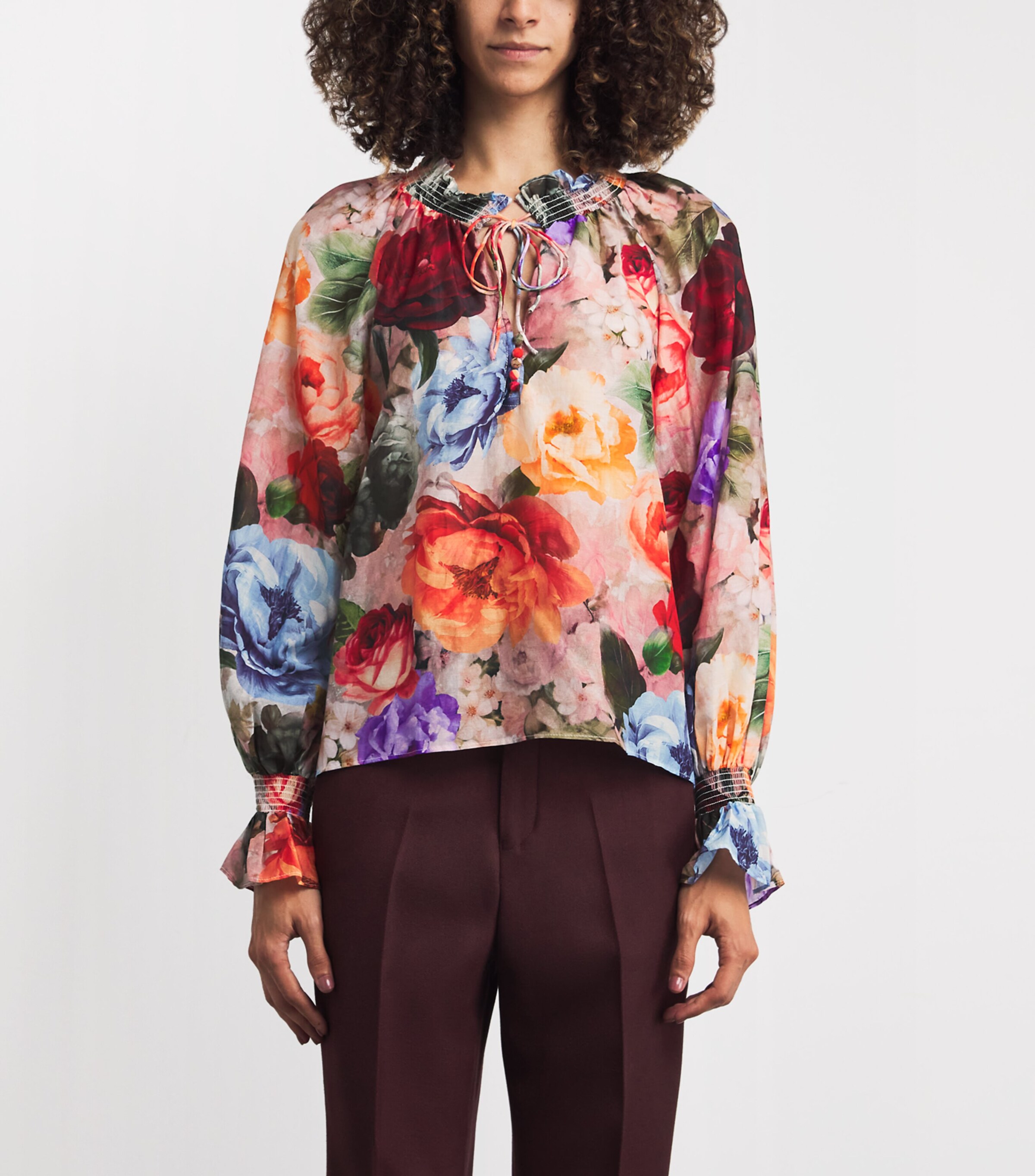 Alice+Olivia Multi Cotton-Silk Norah Peasant Blouse | Harrods CA
