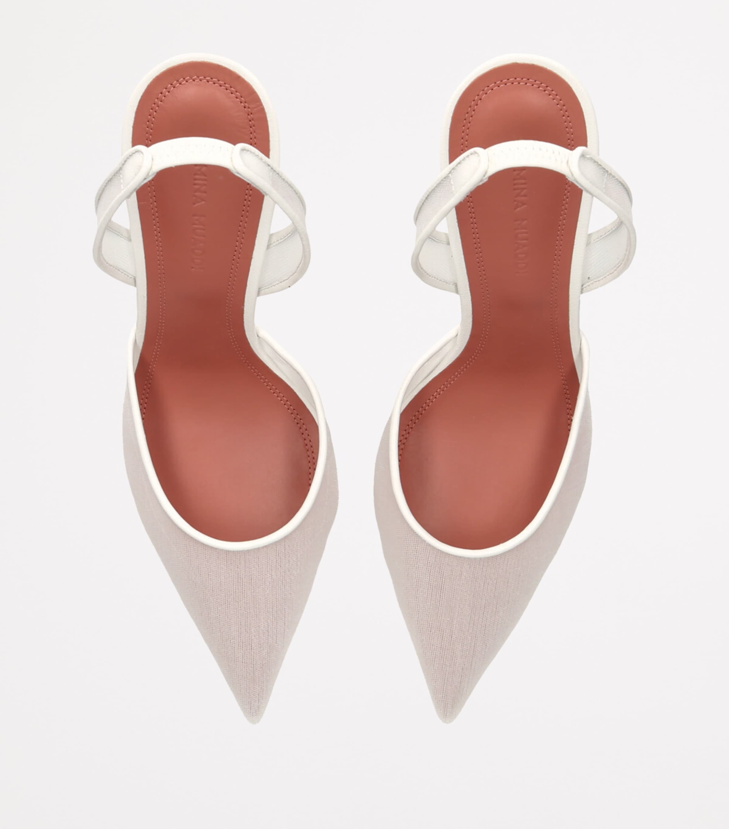 Amina Muaddi White Mesh Holli Slingback Pumps 95 | Harrods UK