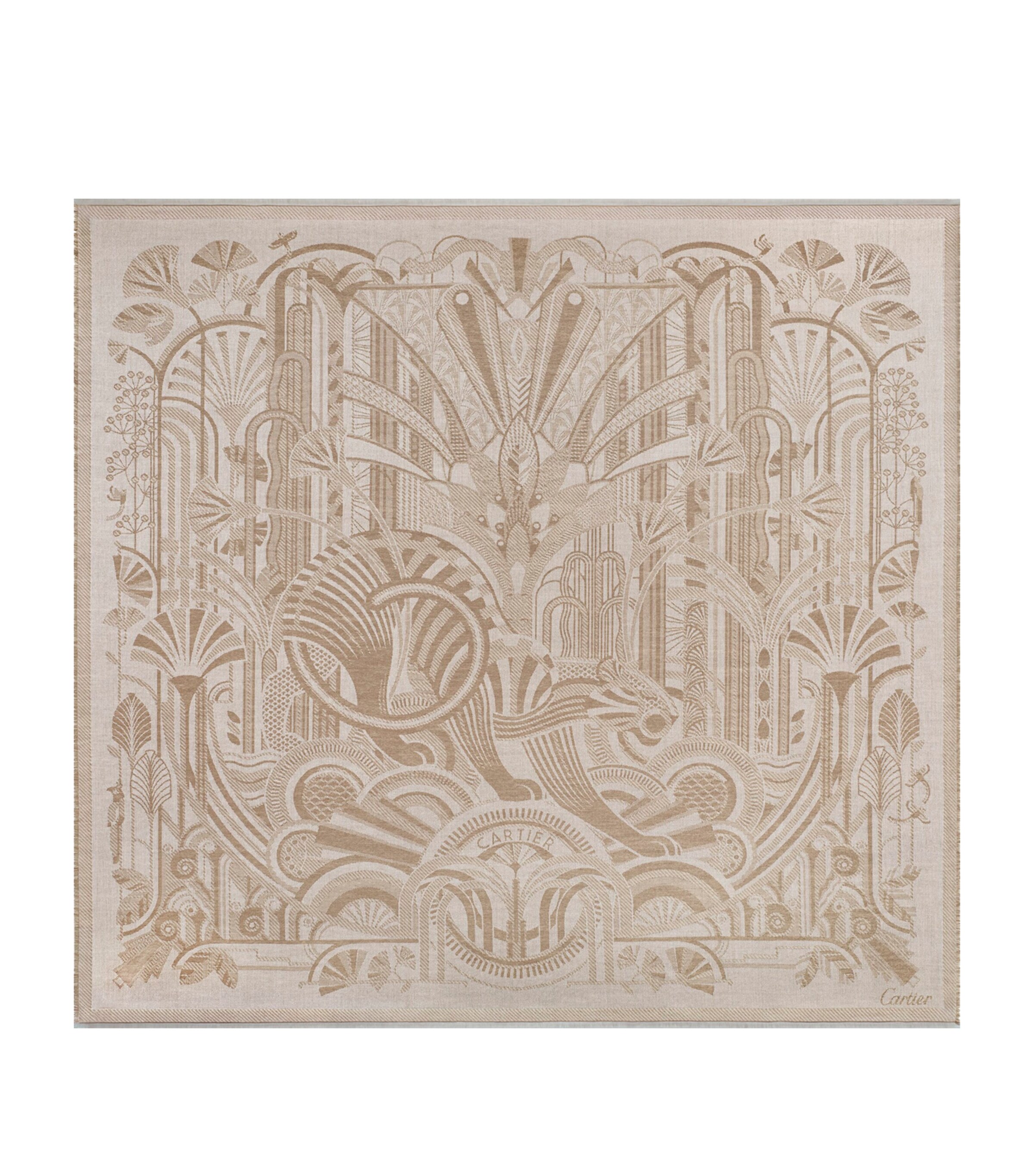 Cartier Beige Wool-Cashmere Panthère Art Deco Scarf | Harrods UK
