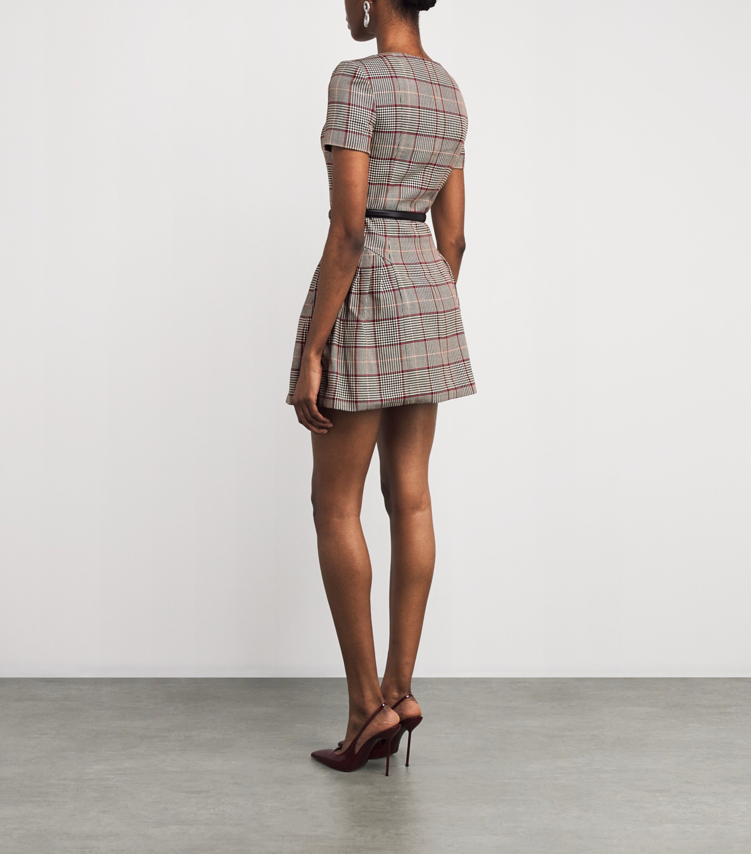 Self-Portrait Brown Houndstooth Mini Dress | Harrods UK