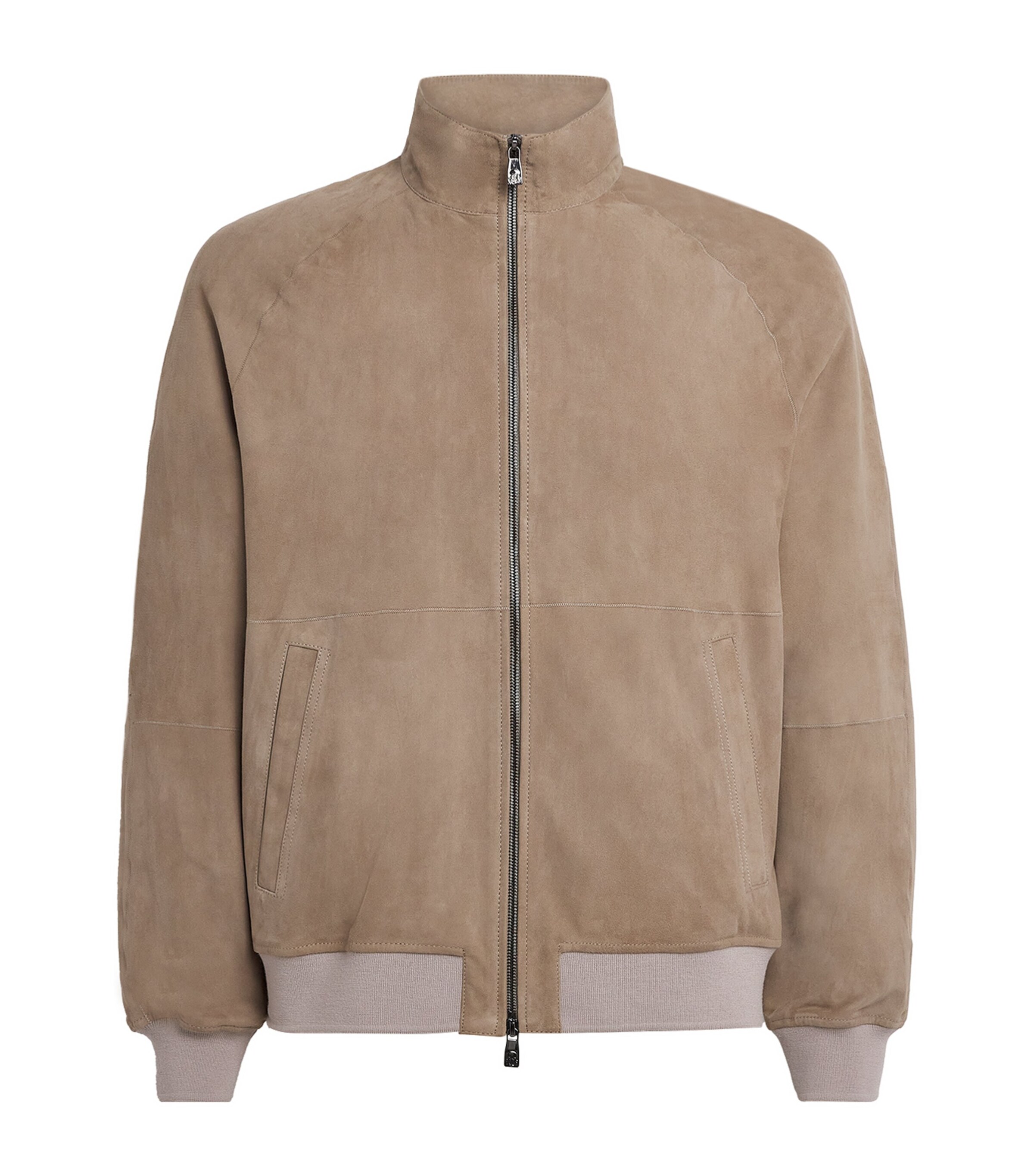 Corneliani Grey Suede Padded Bomber Jacket | Harrods UK