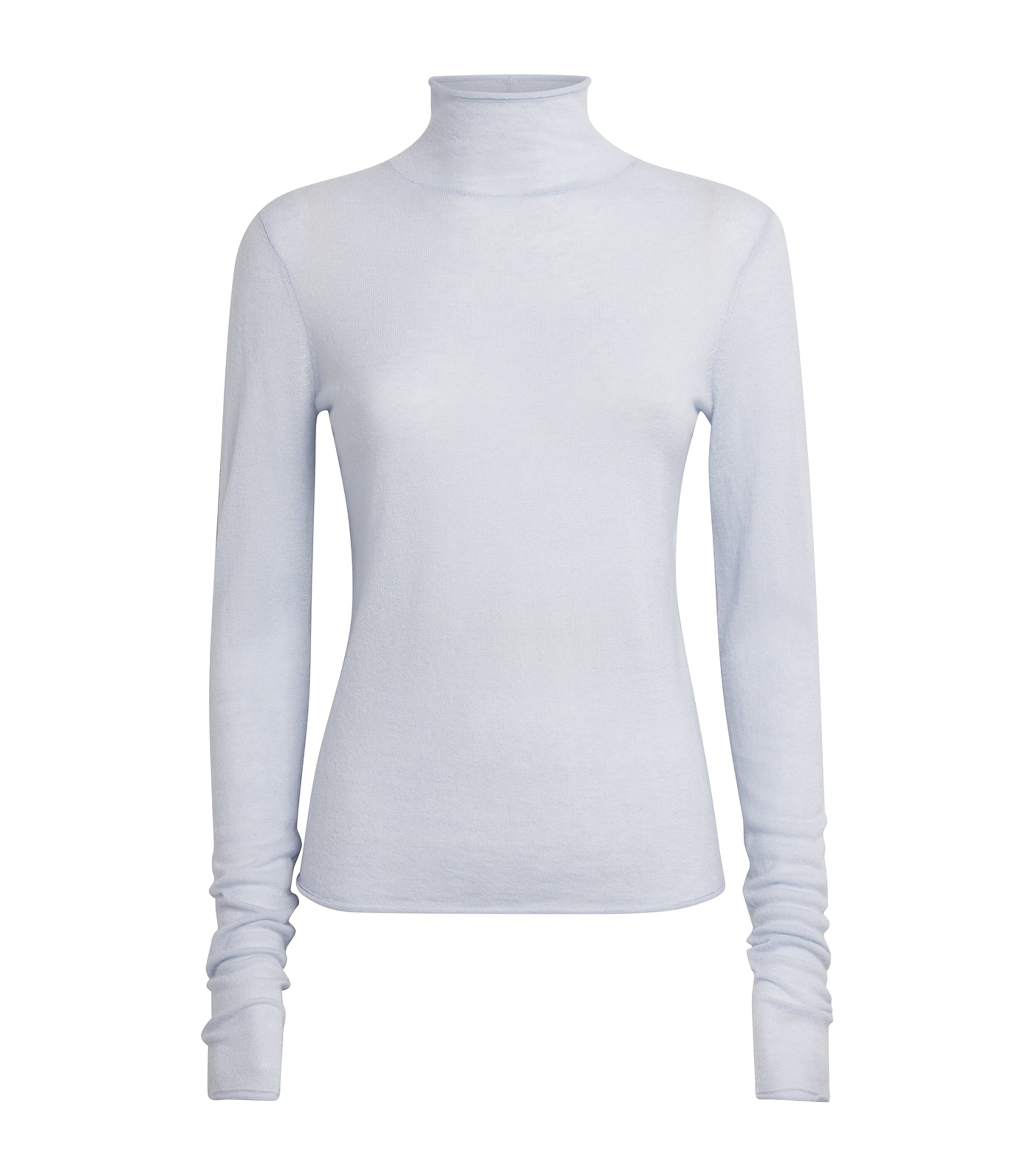 Skims Blue Cashmere Sheer Rollneck Top | Harrods IE