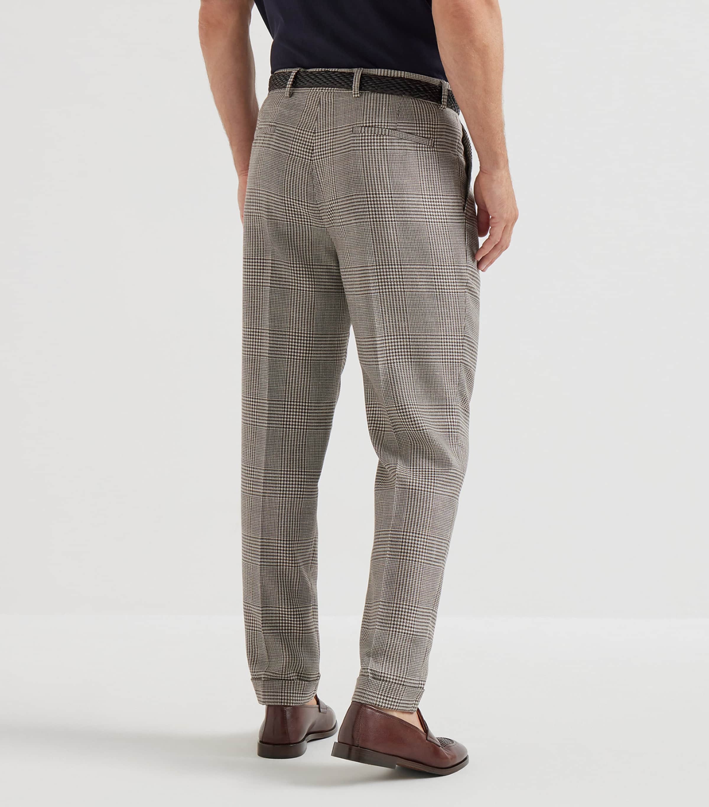 Brunello Cucinelli Brown Prince of Wales Check Tailored Trousers ...