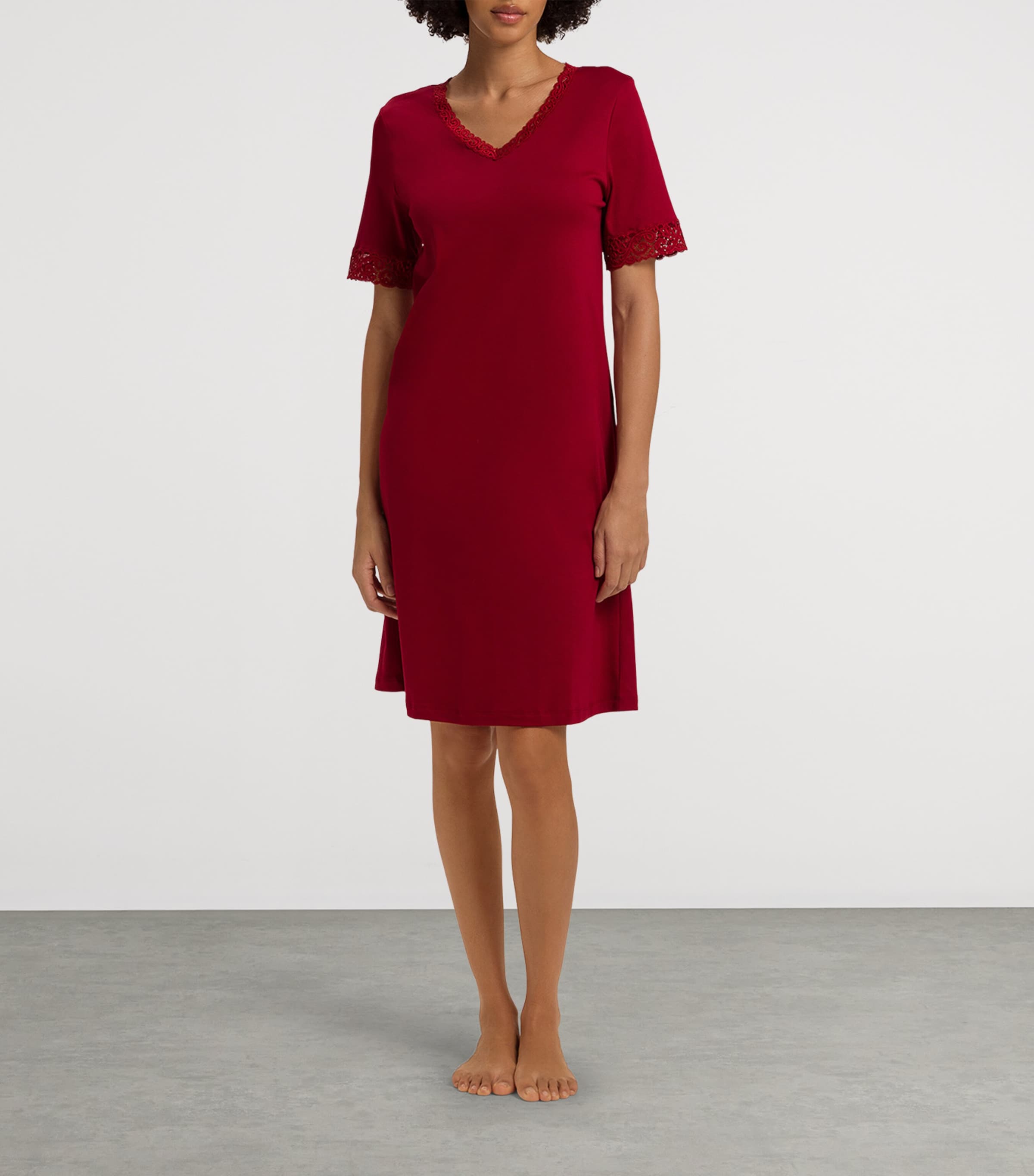 Hanro Red Cotton Lace-Trim Nightdress | Harrods US