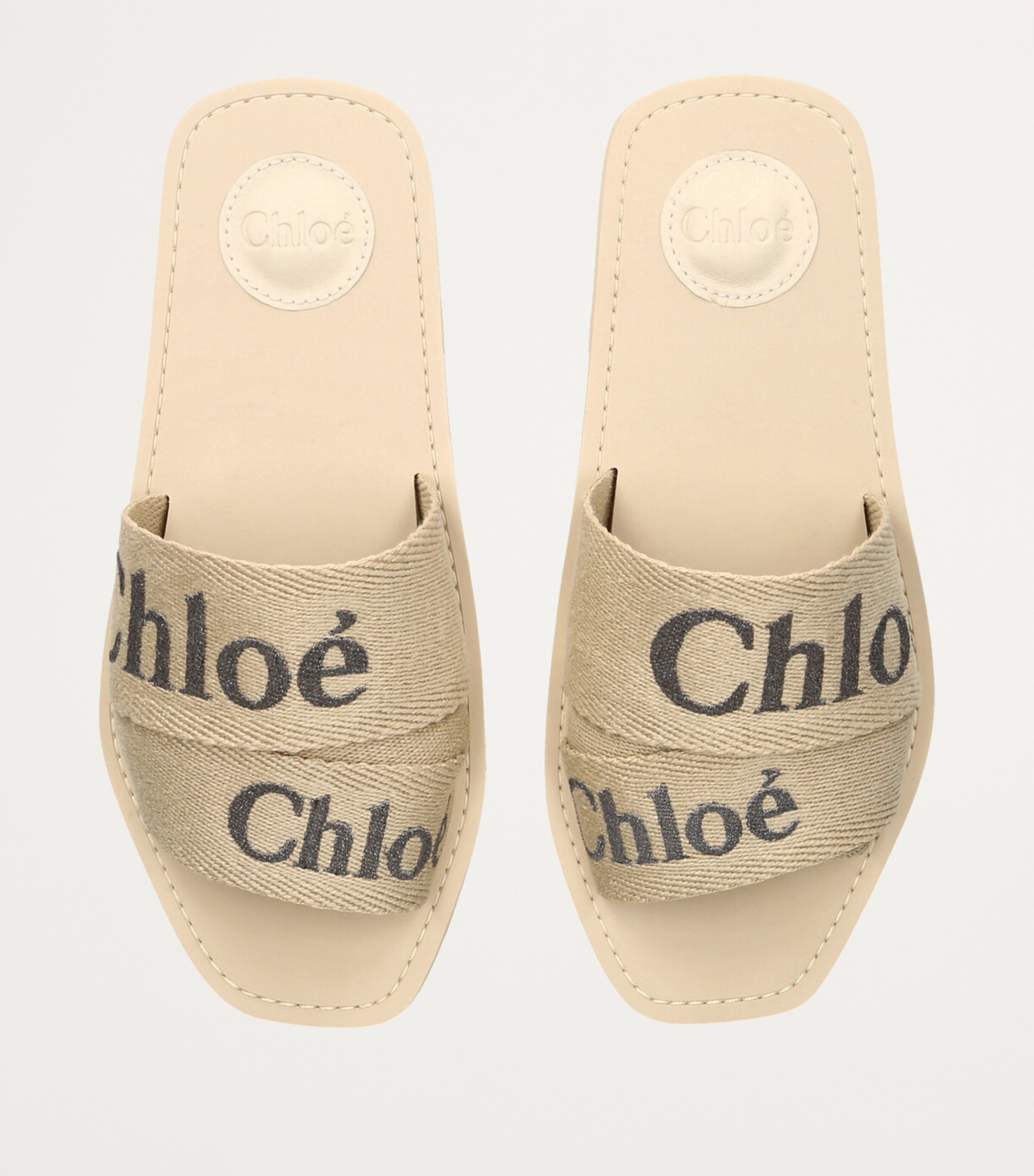 Chloé Beige Logo Woody Slides | Harrods UK