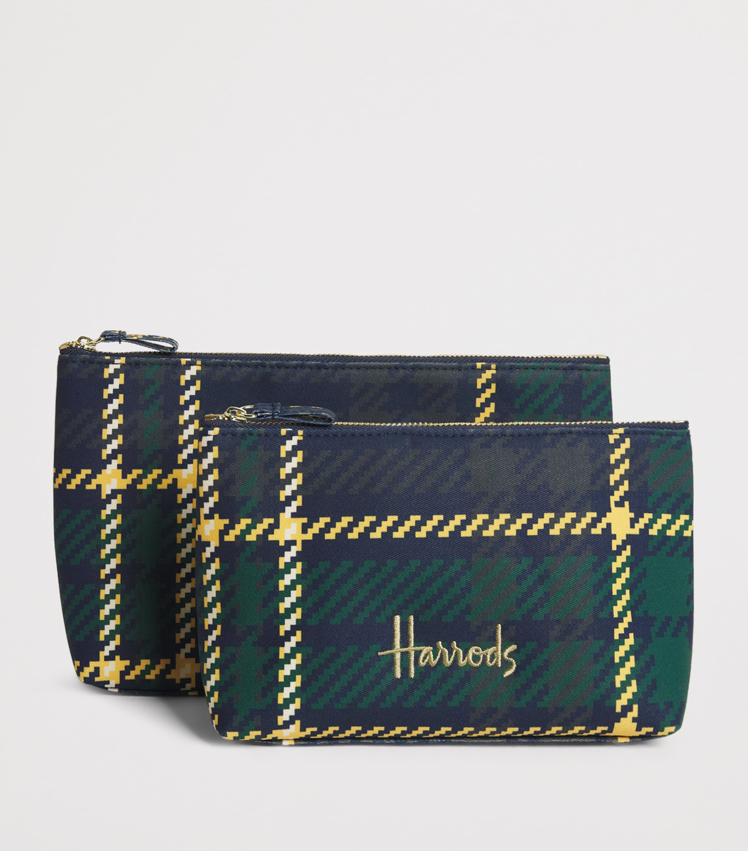 Harrods Navy Small Tartan Logo Pouch | Harrods UK