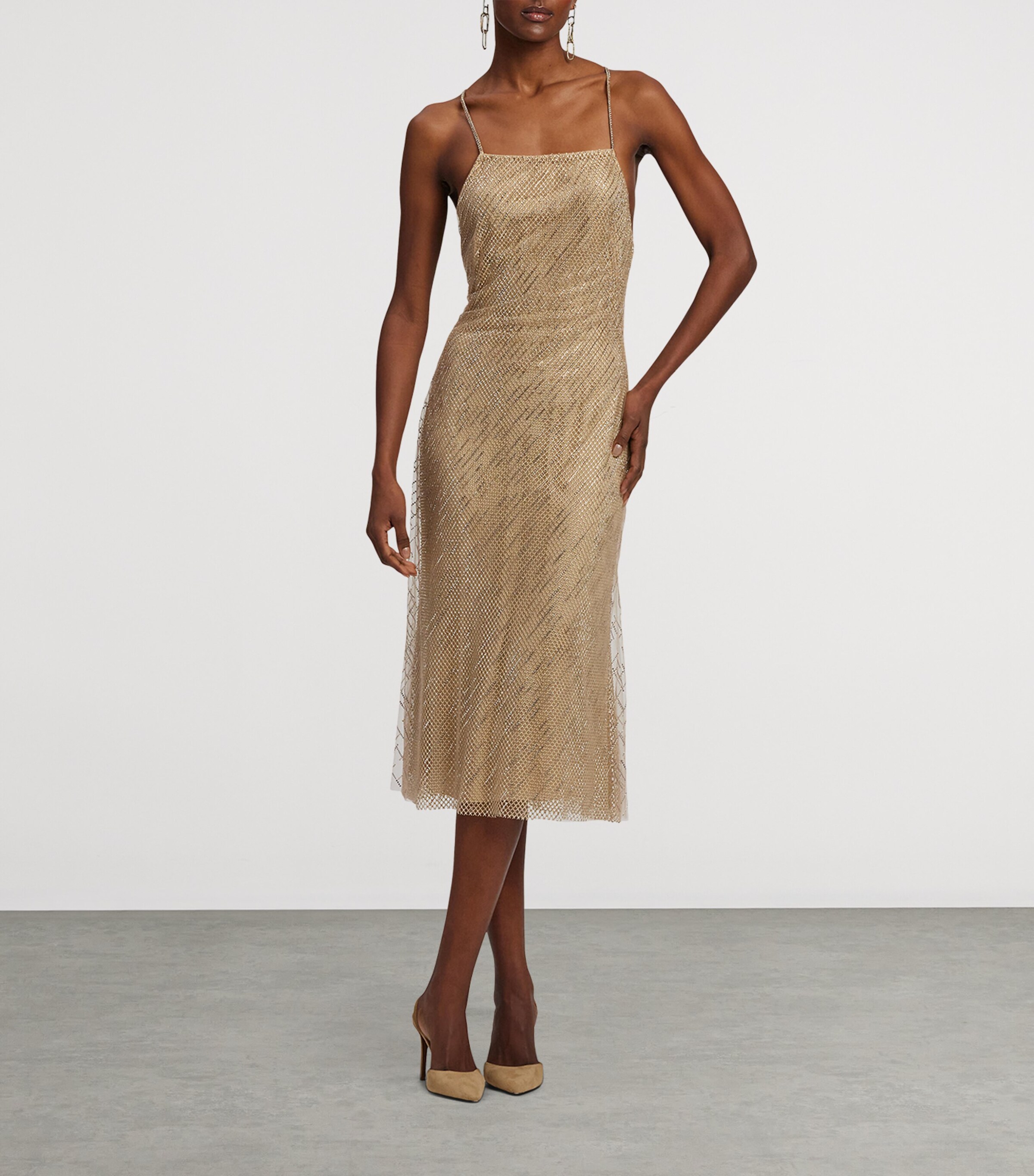 Ralph Lauren Collection Beige Tulle Donnely Midi Dress | Harrods UK