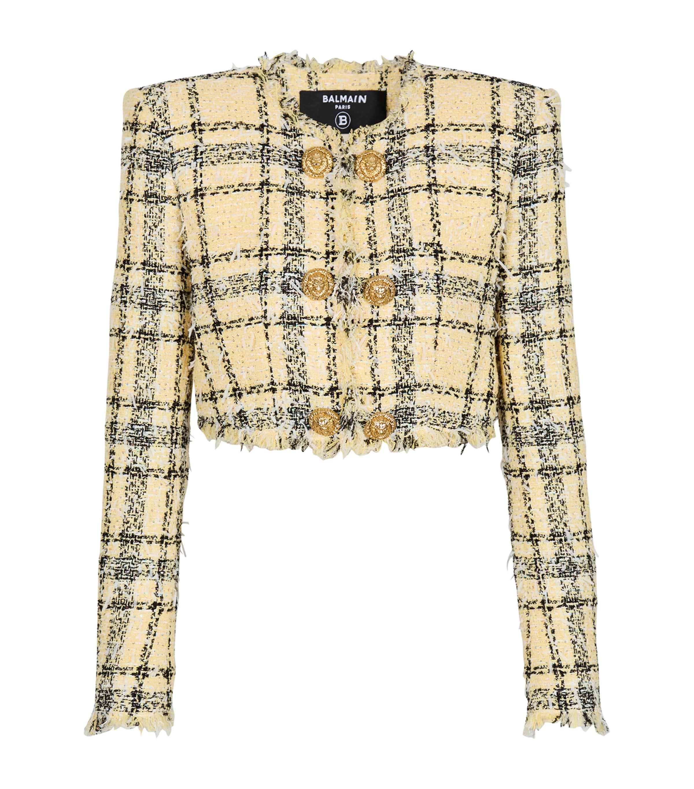 Balmain Yellow Tweed Glitter Jacket | Harrods AU
