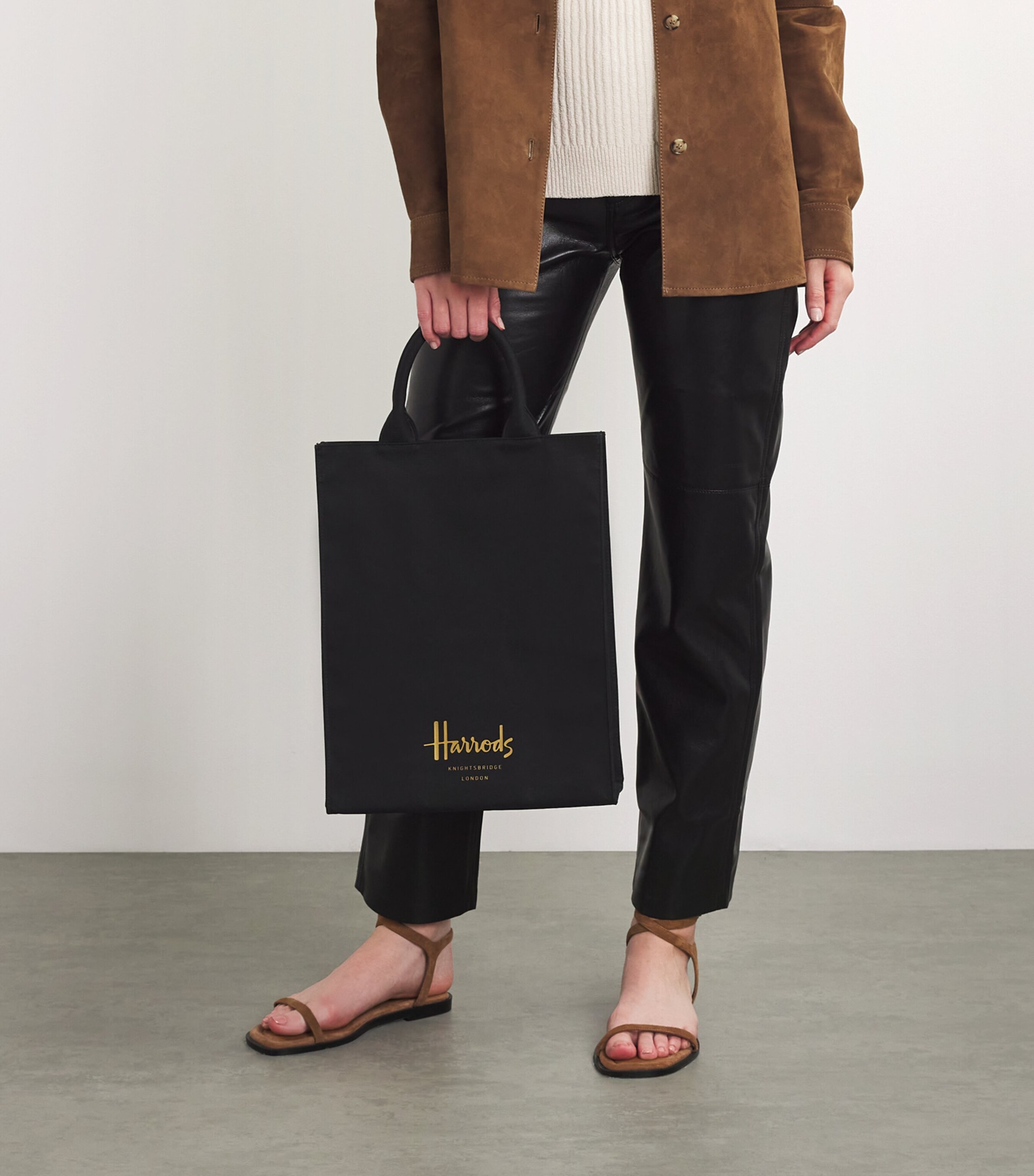 Harrods Black Medium Cotton Logo Tote Bag | Harrods UK