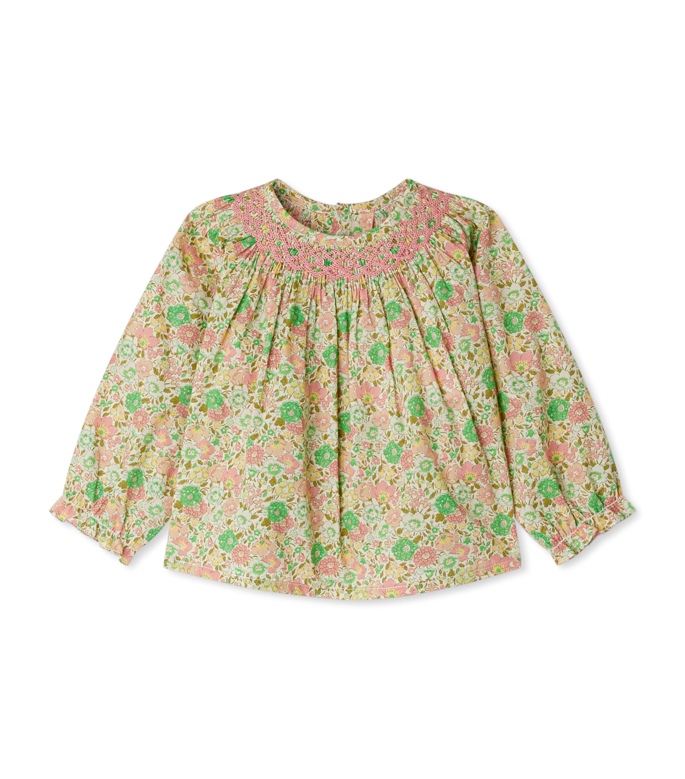 Bonpoint Pink Cotton Smocked Liberty Print Griotte Blouse (24-36 Months ...