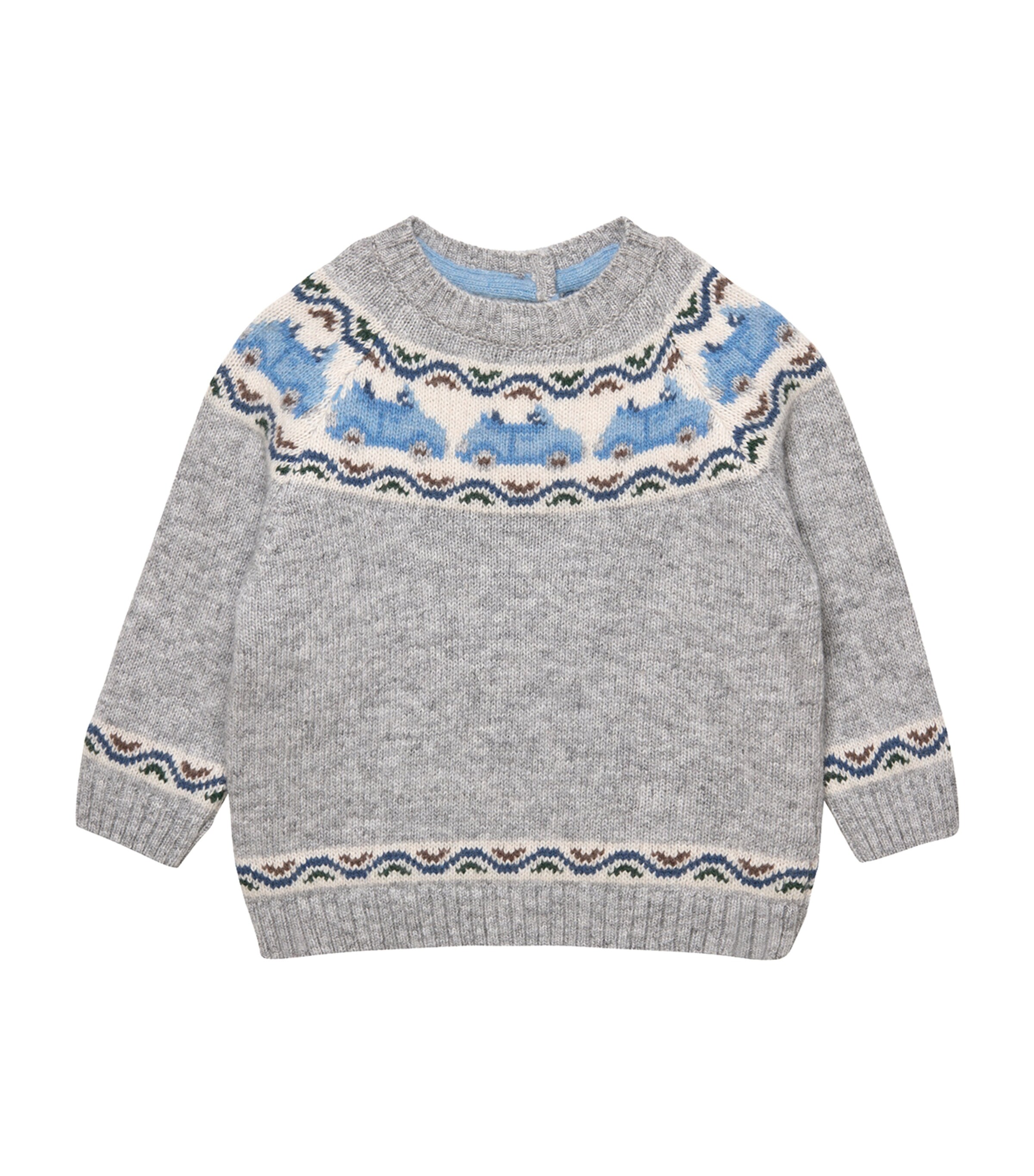 Trotters Grey Benji Car Fair Isle Sweater (3-24 Months) | Harrods AU