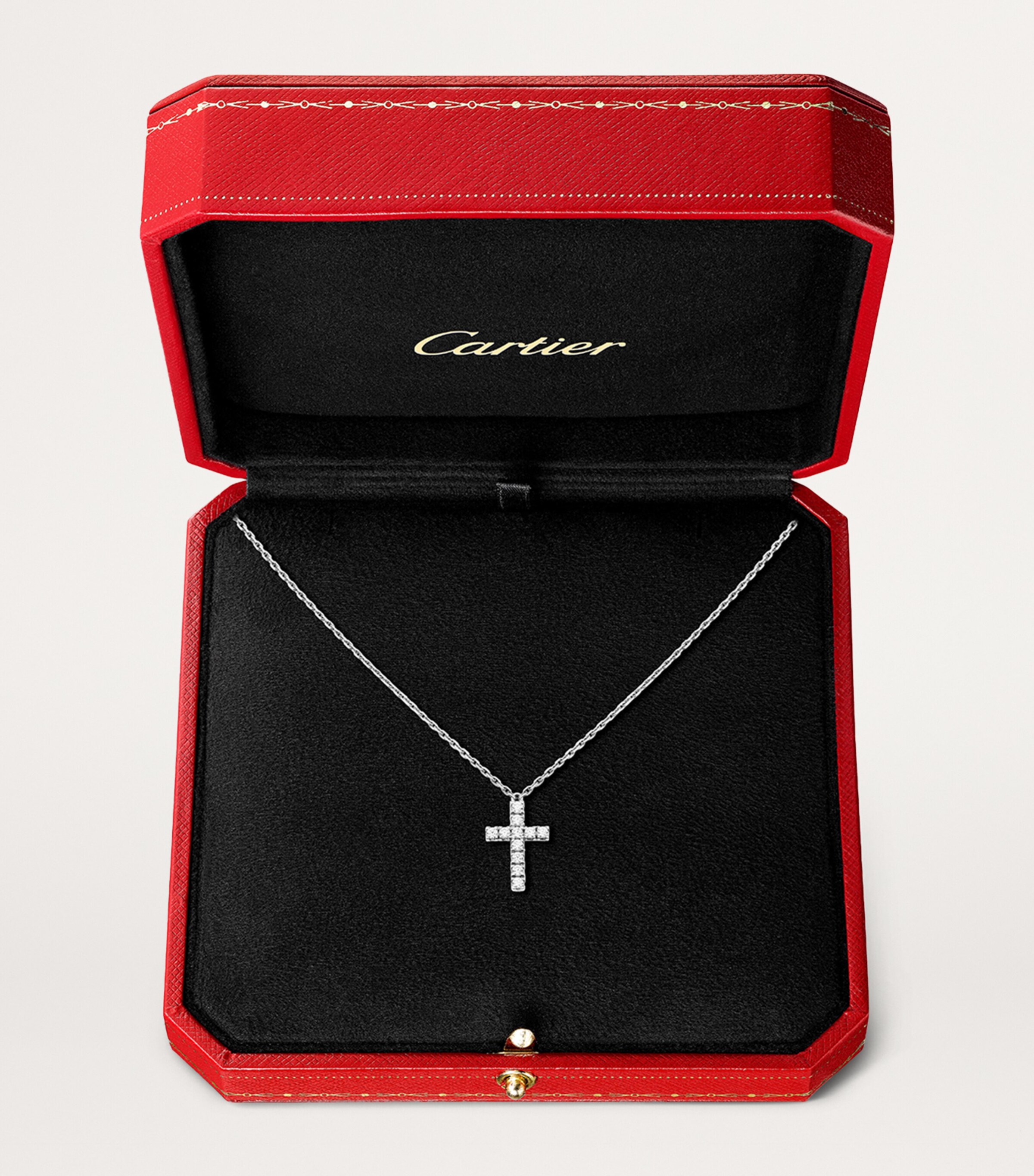 Cartier White Gold and Diamond Symbols Cross Pendant Necklace | Harrods UK