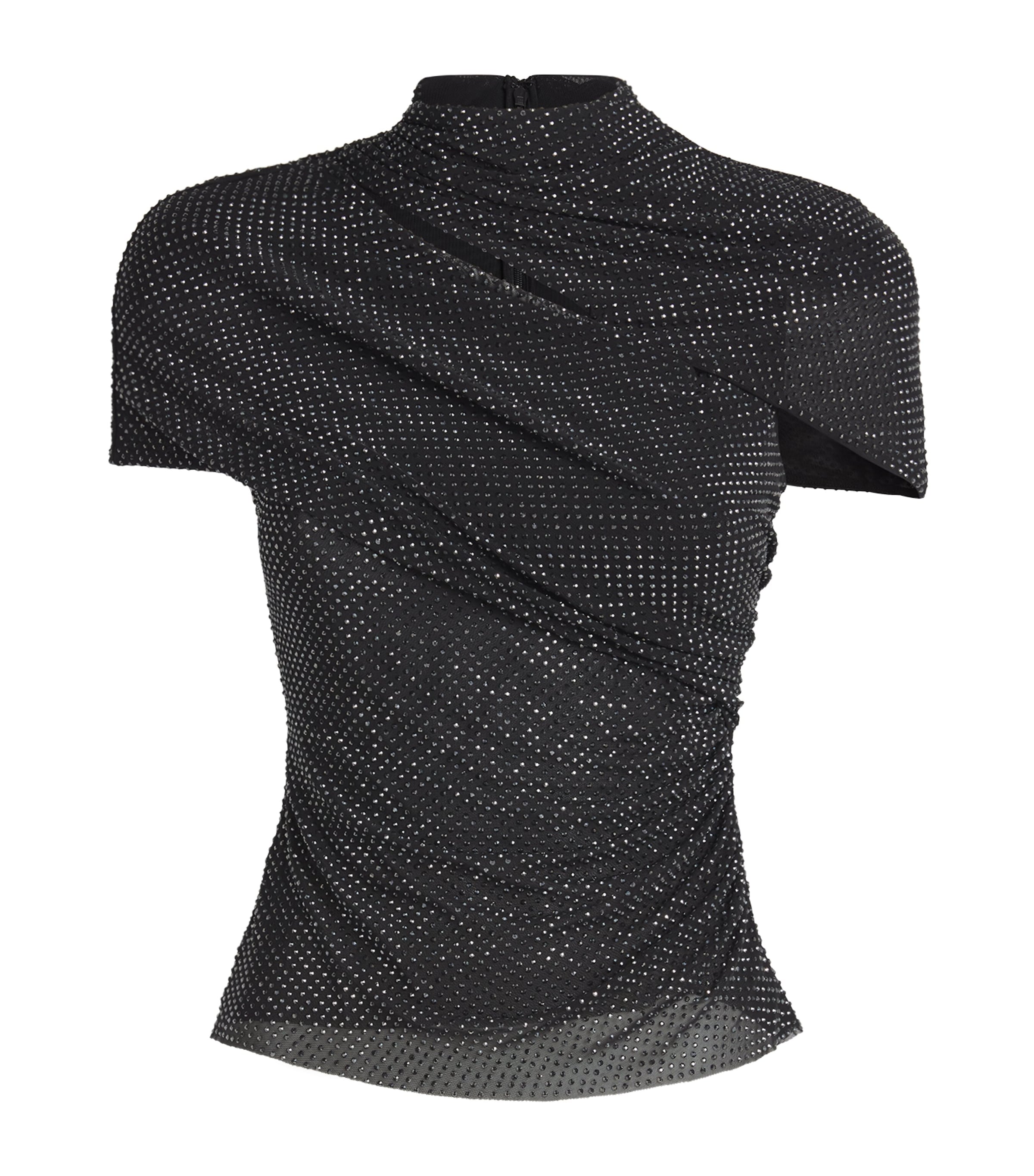 Self-Portrait Rhinestone Mesh Cut-Out Top | Harrods US