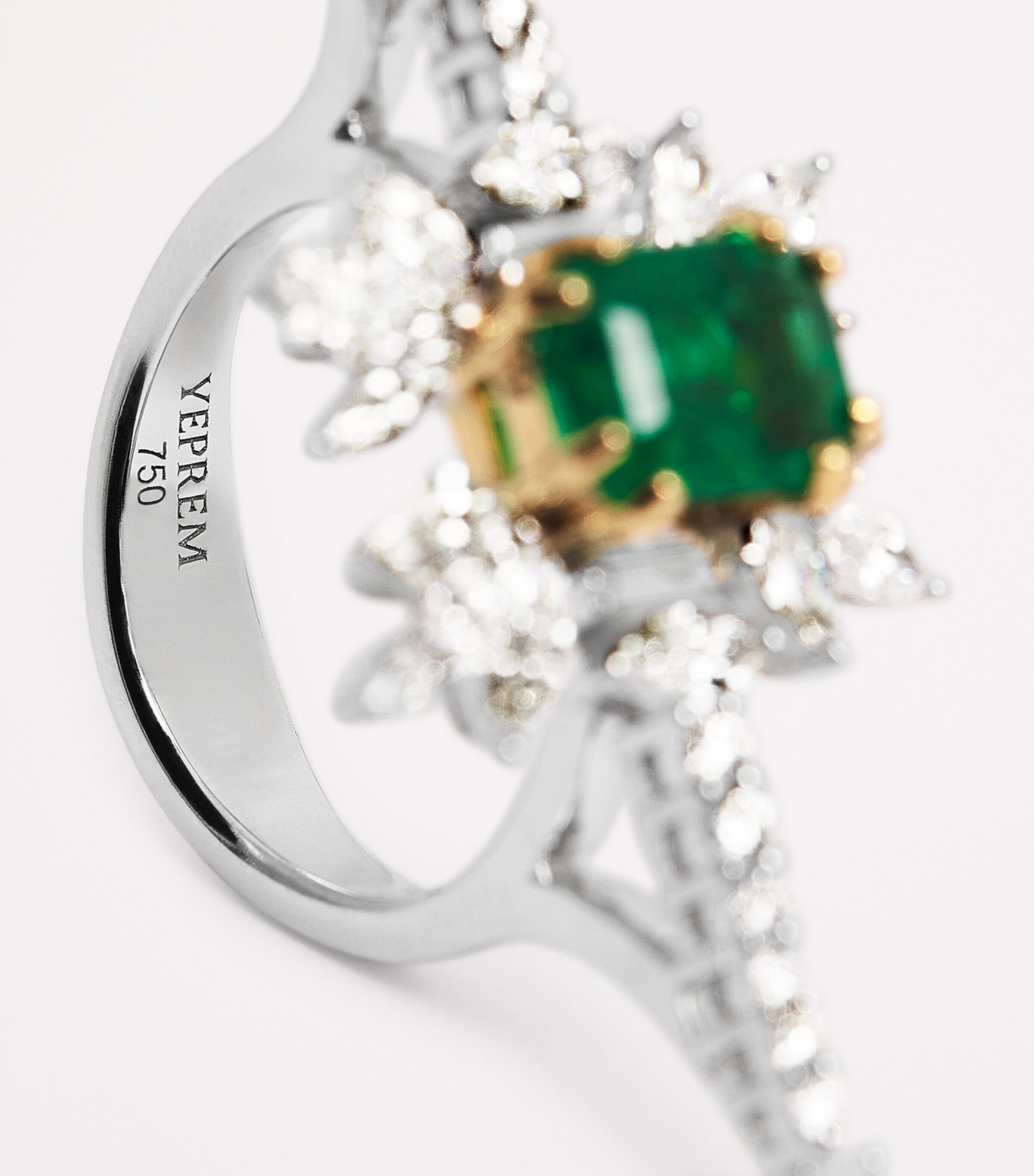 Yeprem White Gold, Diamond and Emerald Reign Supreme Ring | Harrods UK