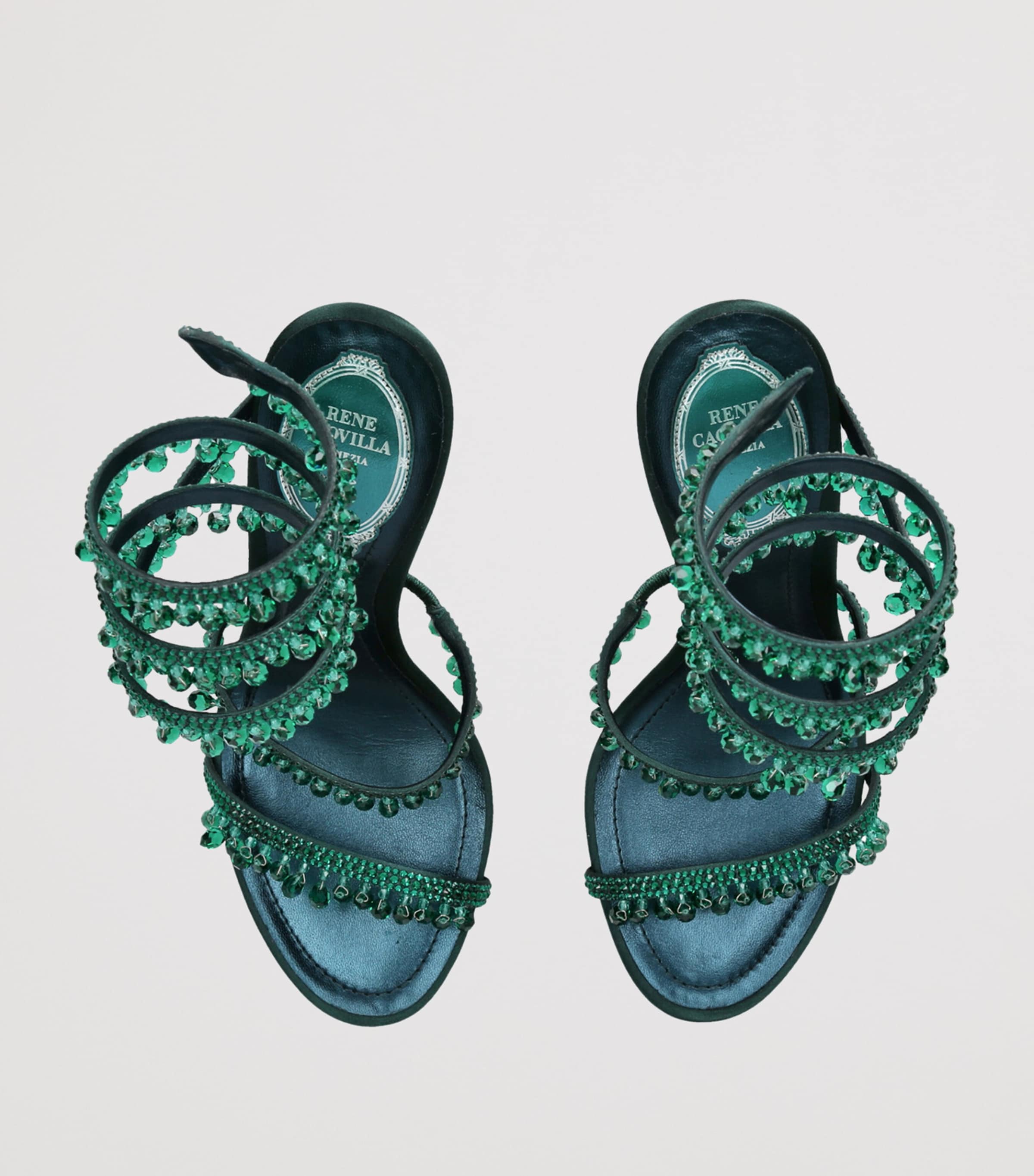 René Caovilla Green Embellished Chandelier Heels 105 | Harrods CA