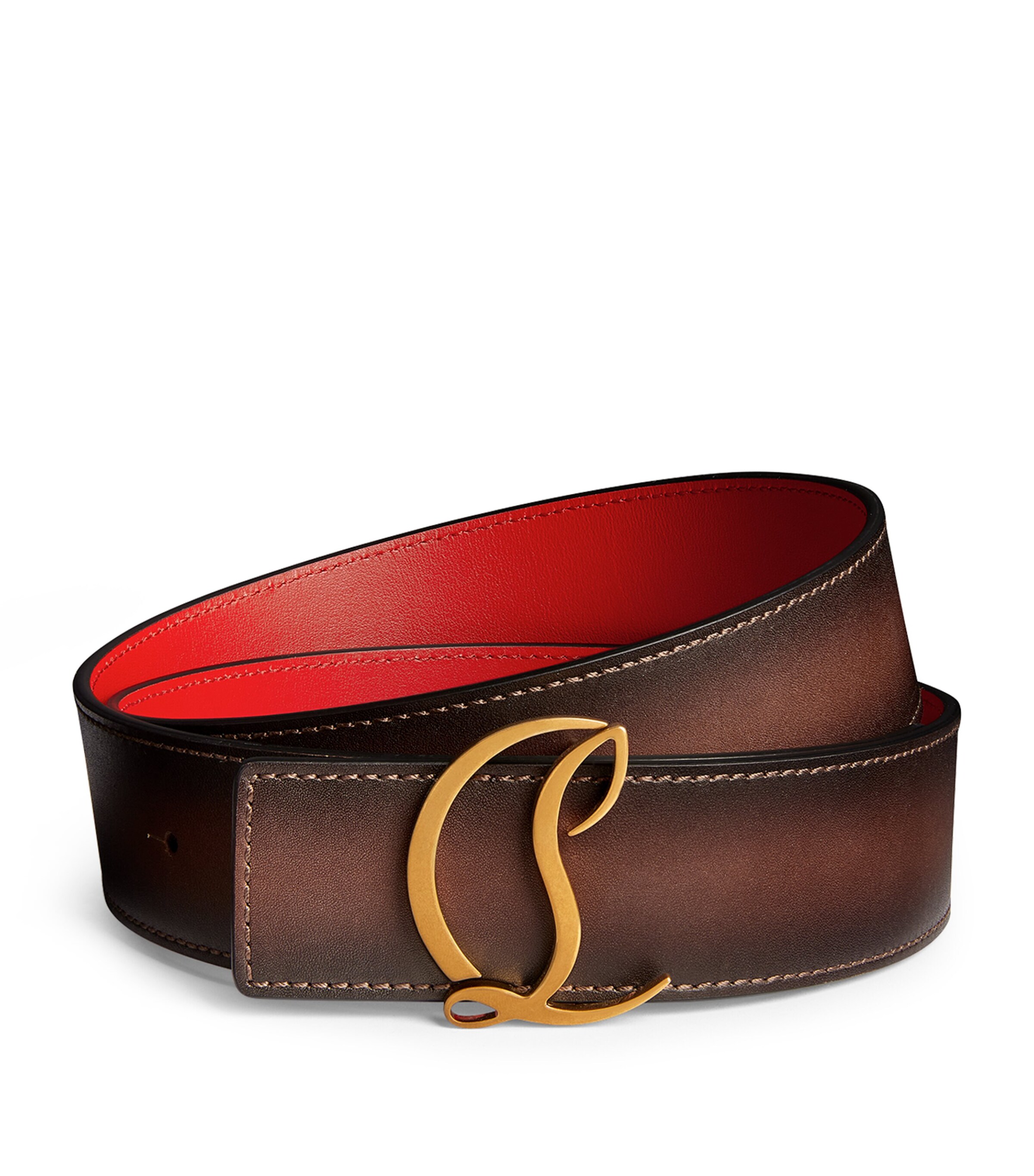 Christian Louboutin Red CL Logo Leather Belt | Harrods UK