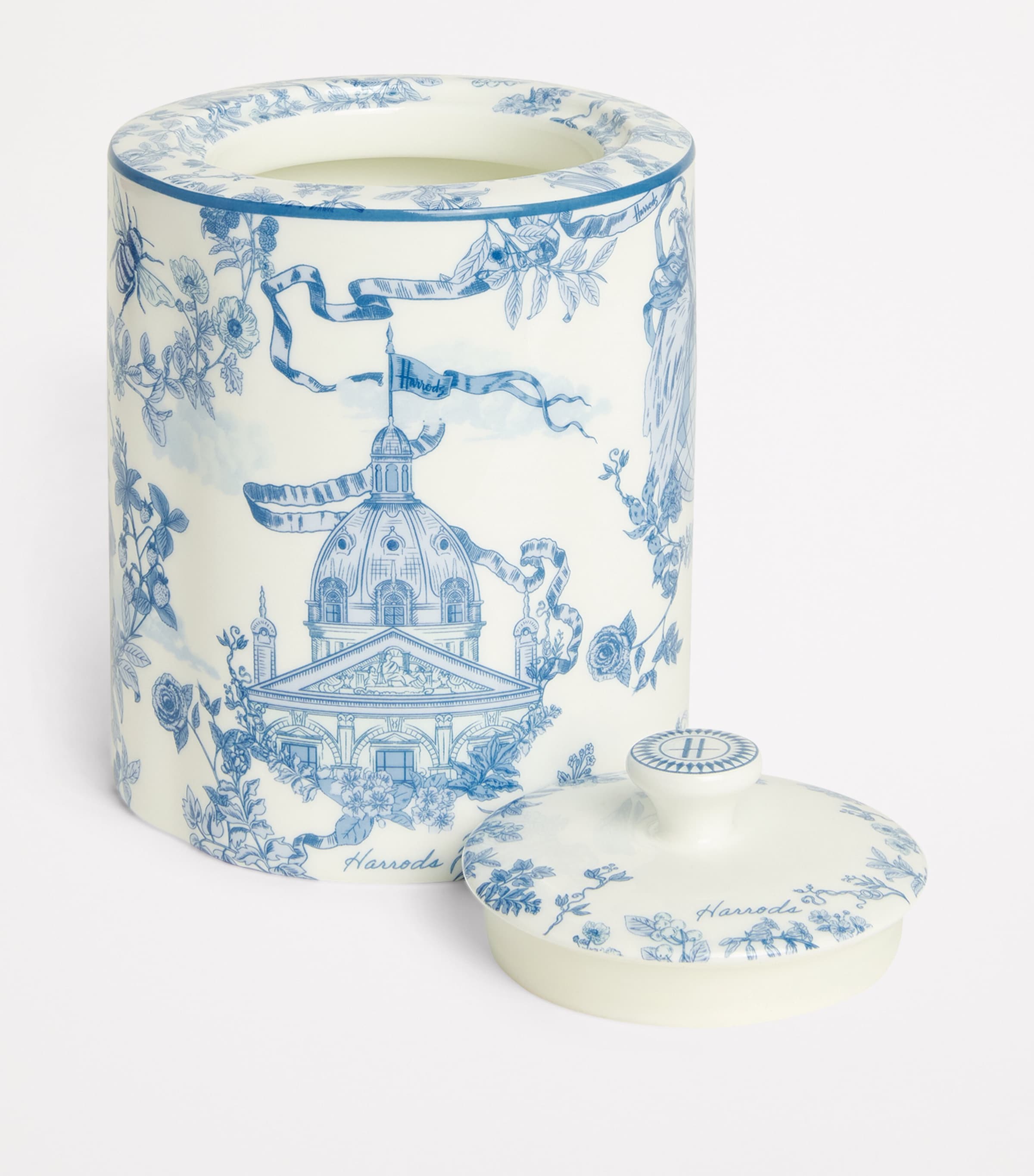 Harrods Bone China Toile Tea Caddy | Harrods UK