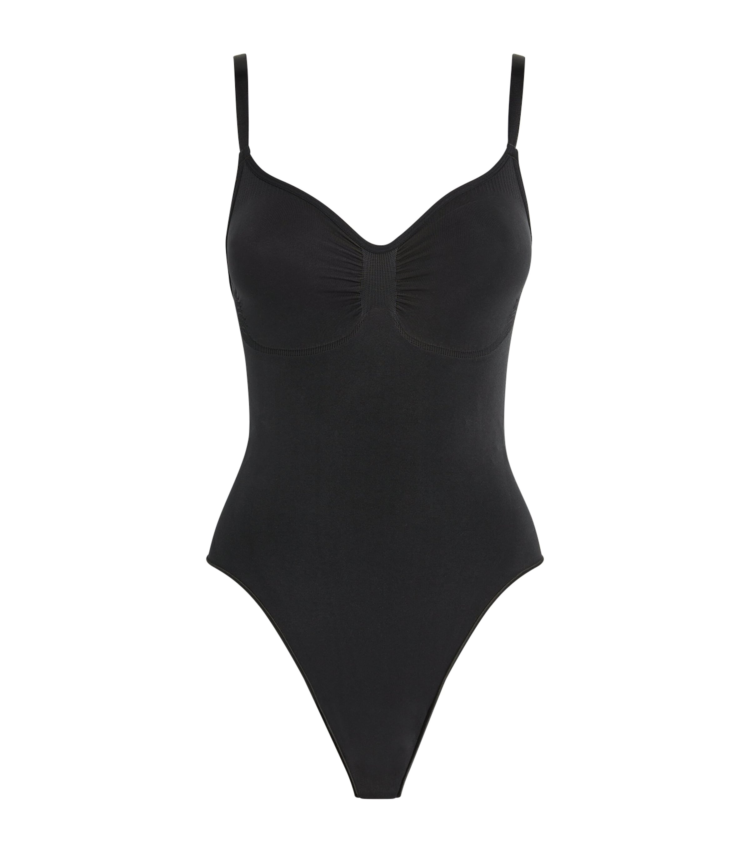 Skims Black Seamless Sculpt Thong Bodysuit | Harrods UK