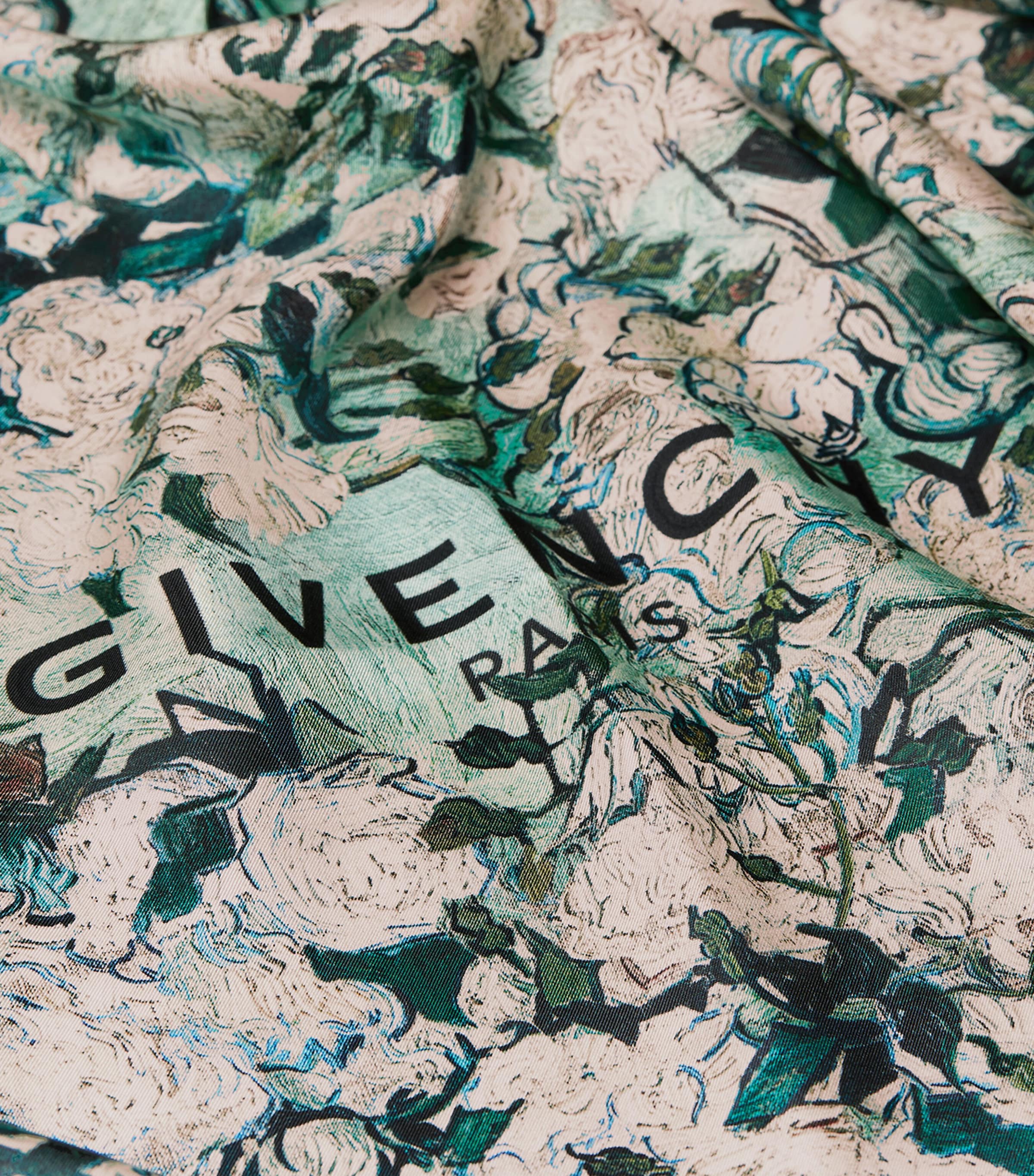 Givenchy Green Silk Floral Print Square Scarf | Harrods UK