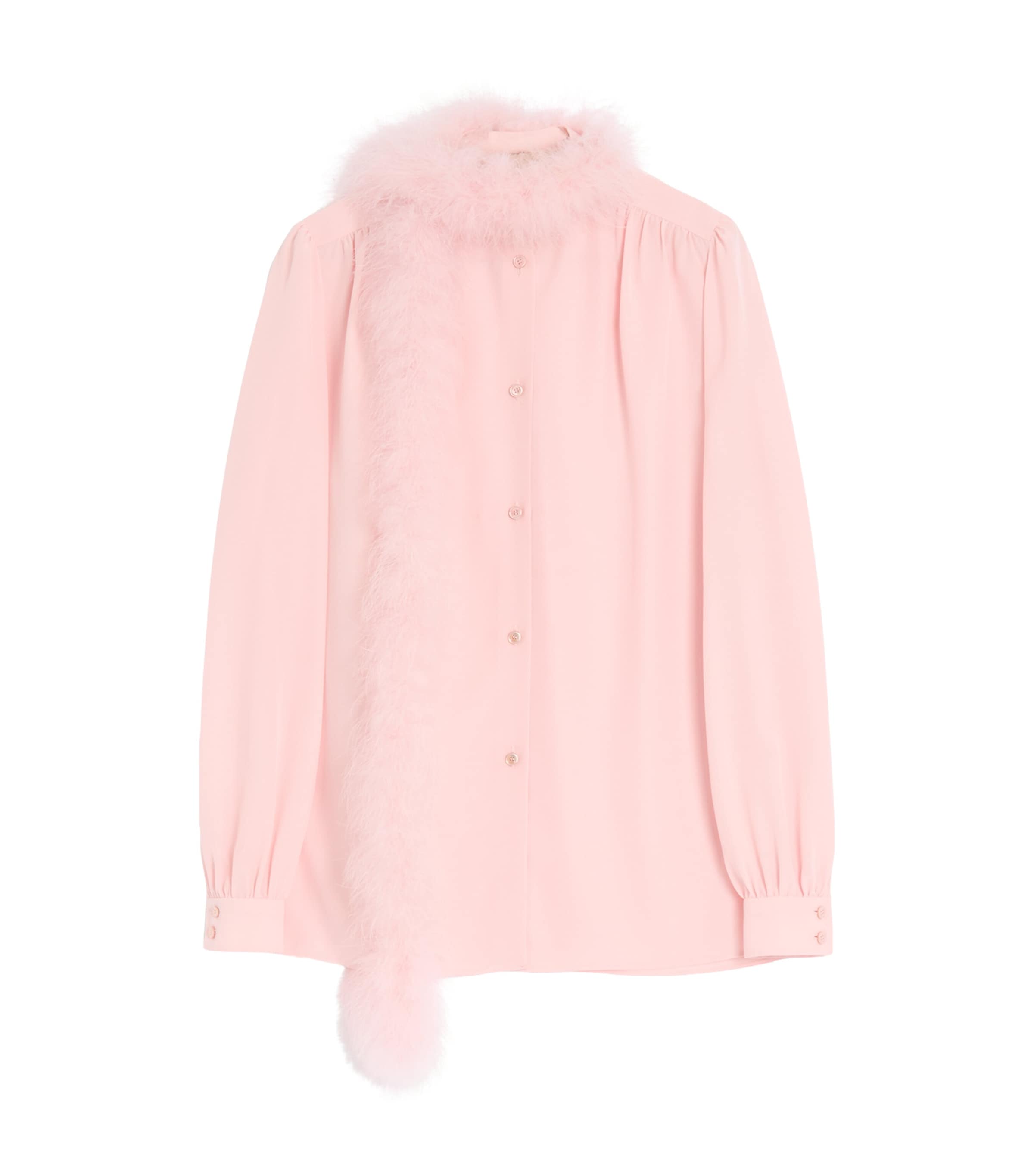 Valentino Pink Silk Feather-Boa Blouse | Harrods IN