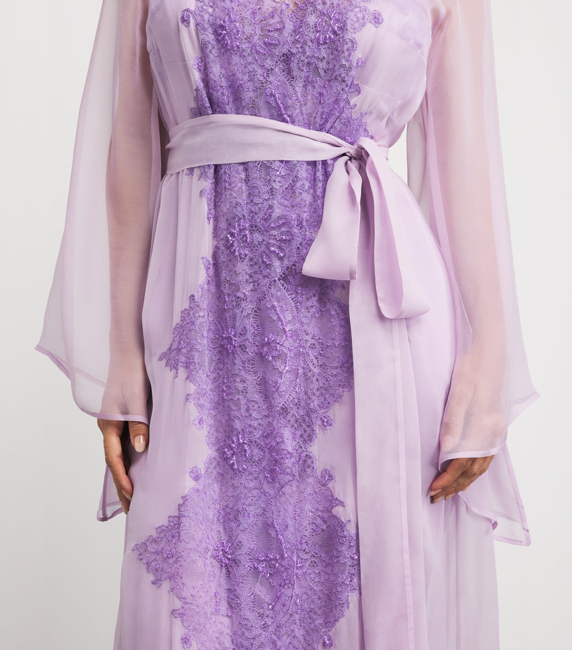 Rosamosario Purple Silk Embellished Long Robe | Harrods CN