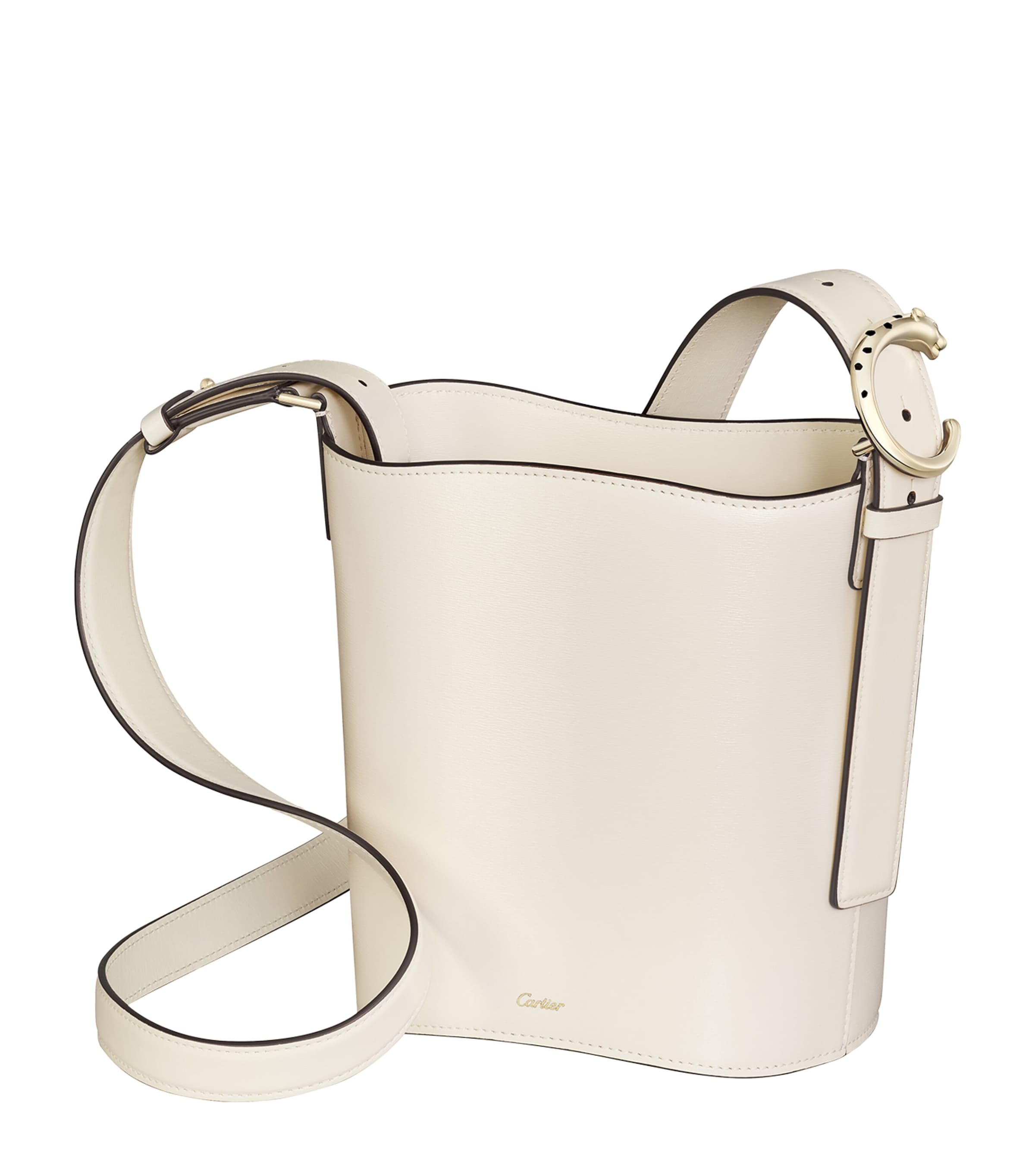 Cartier White Small Leather Panthère C de Cartier Bucket Bag | Harrods UK