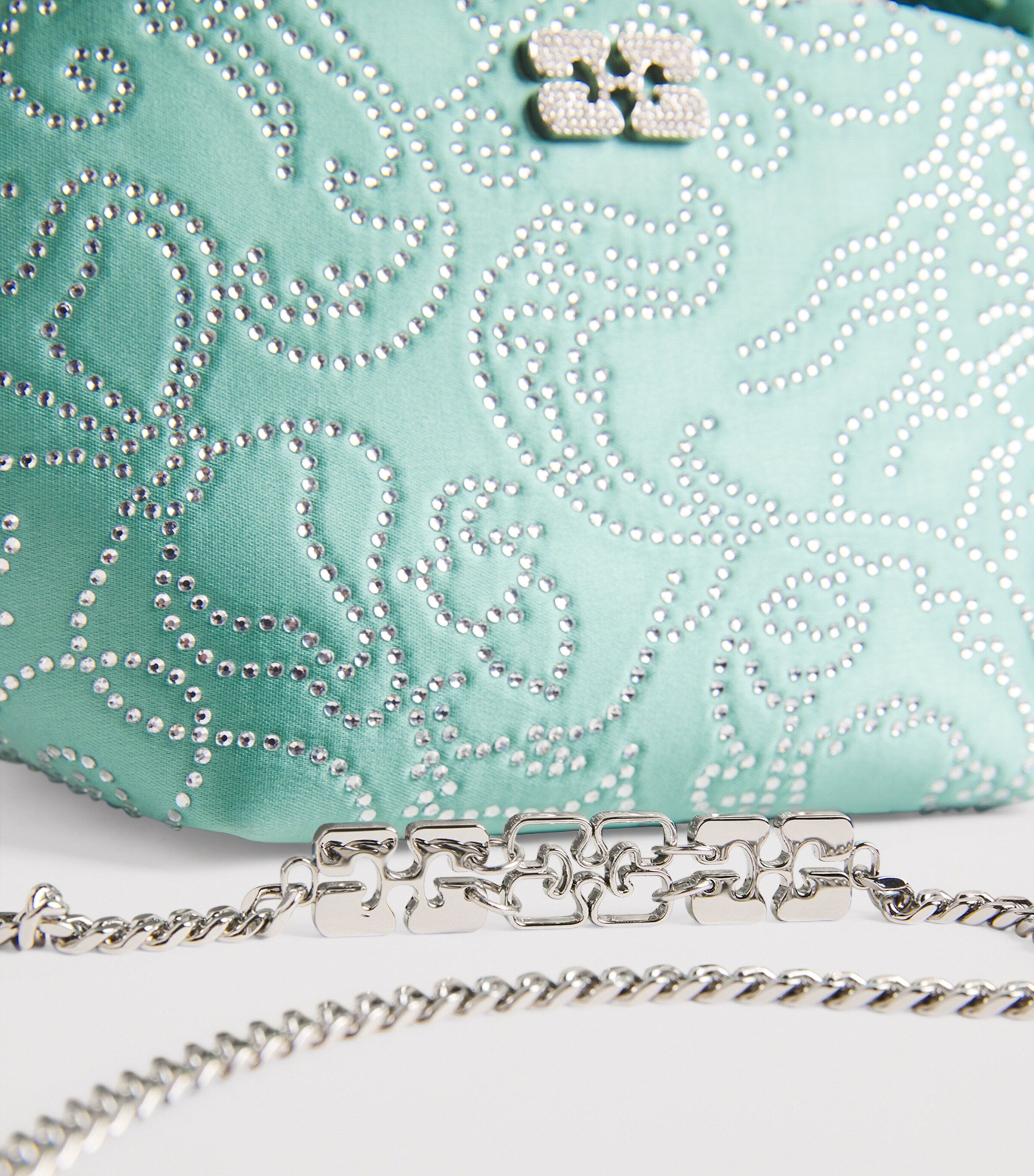 GANNI Green Mini Embellished Satin Bou Bag | Harrods AU
