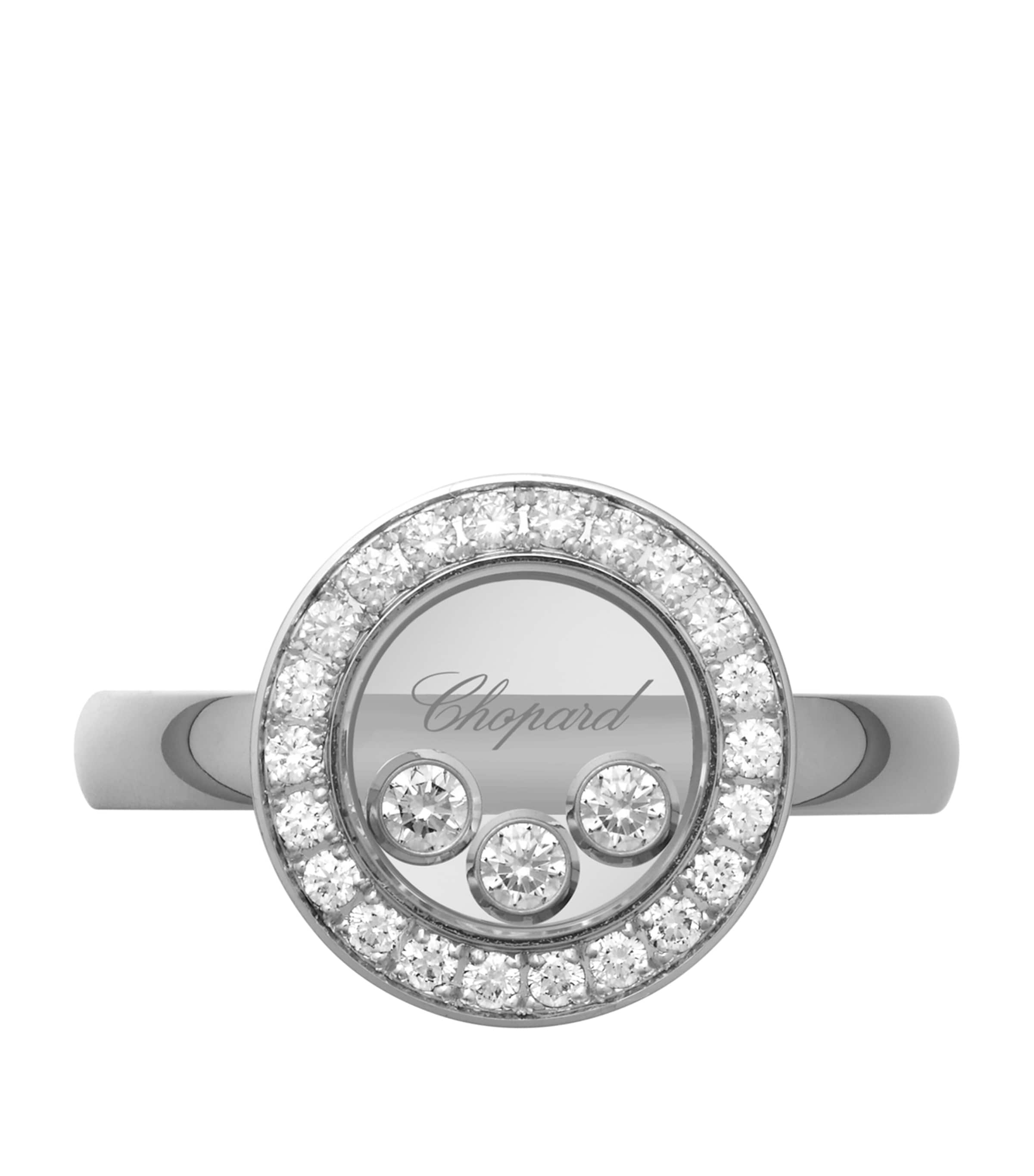 Chopard White Gold and Diamond Happy Diamonds Icons Ring | Harrods UK