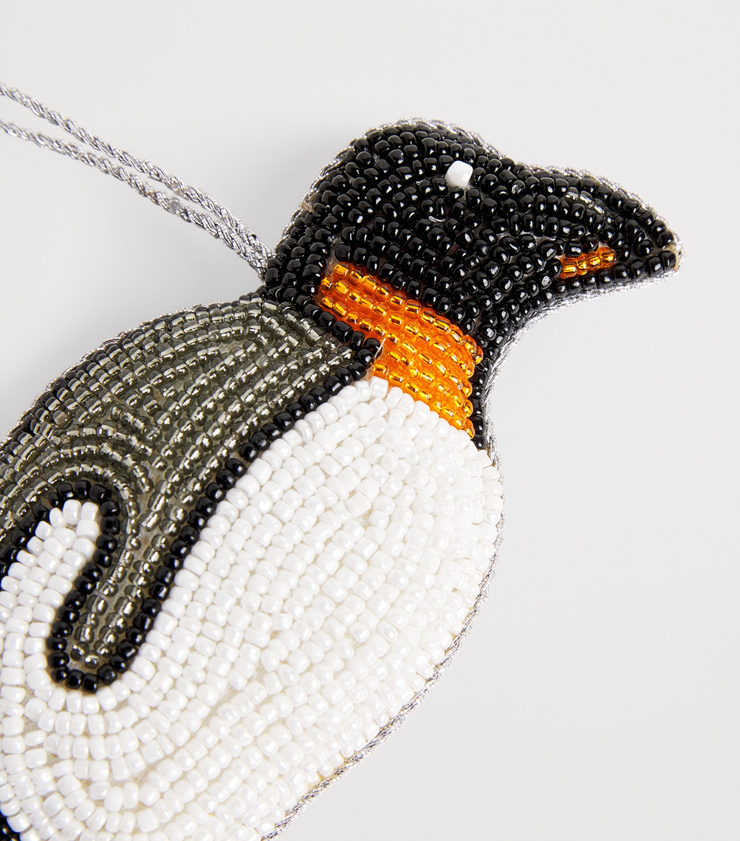 Harrods Grey Beaded Penguin Tree Decoration | Harrods IN