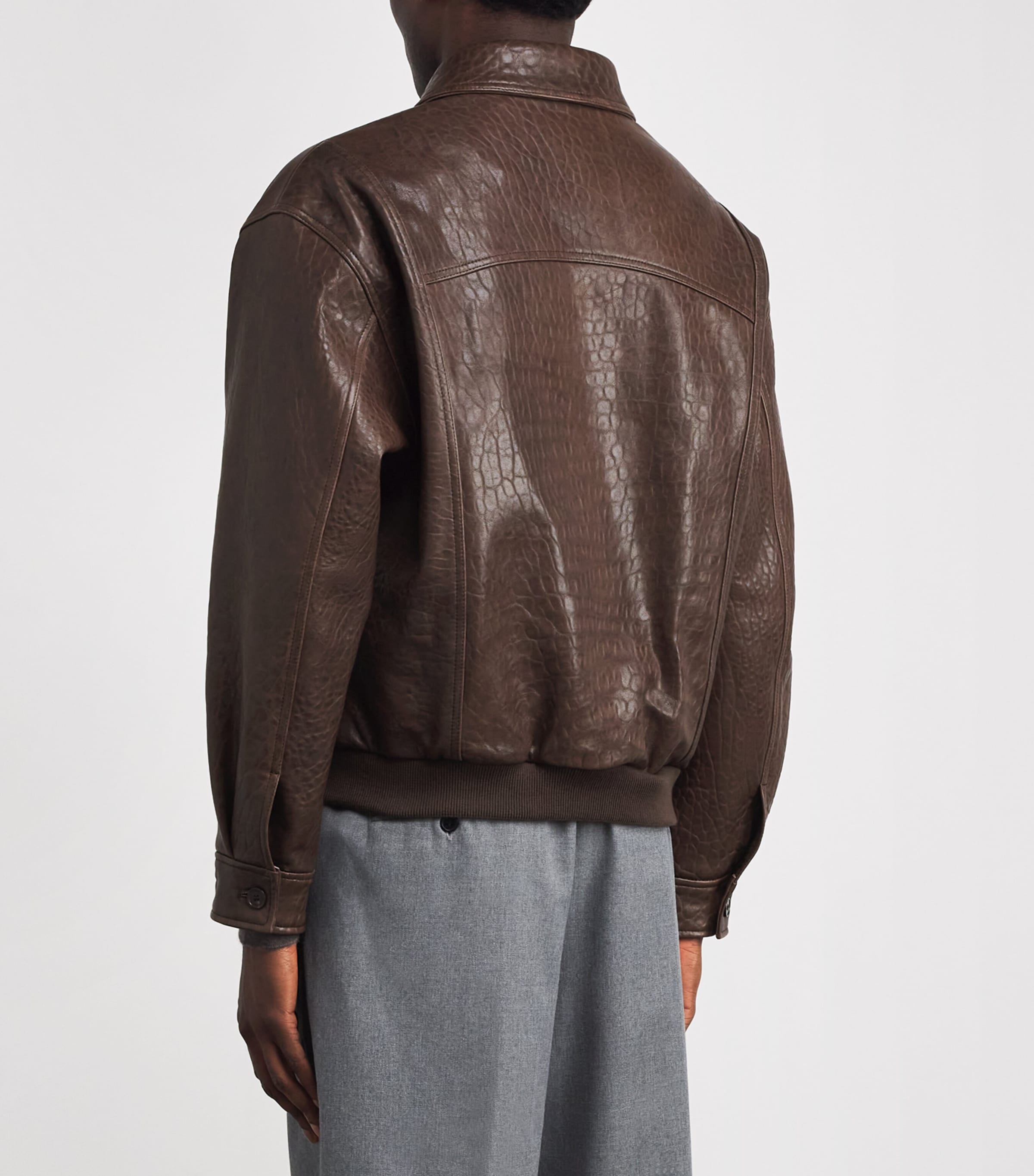 FRAME Brown Leather Bomber Jacket | Harrods AU