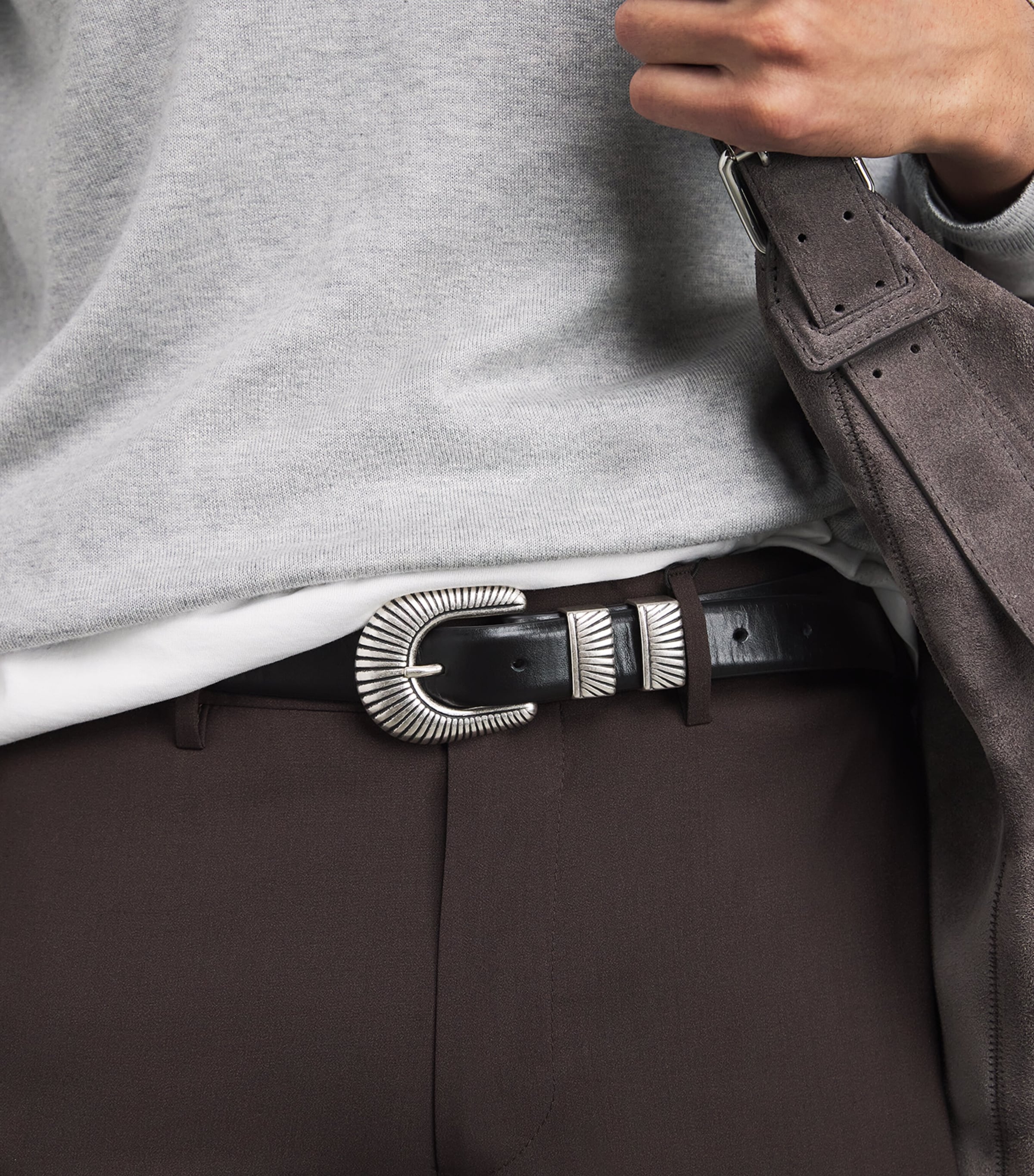 Barena Black Leather Western Belt | Harrods CA